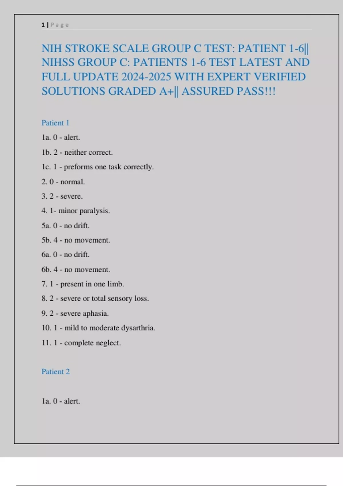 NIH STROKE SCALE GROUP C TEST: PATIENT 1-6|| NIHSS GROUP C: PATIENTS 1 ...