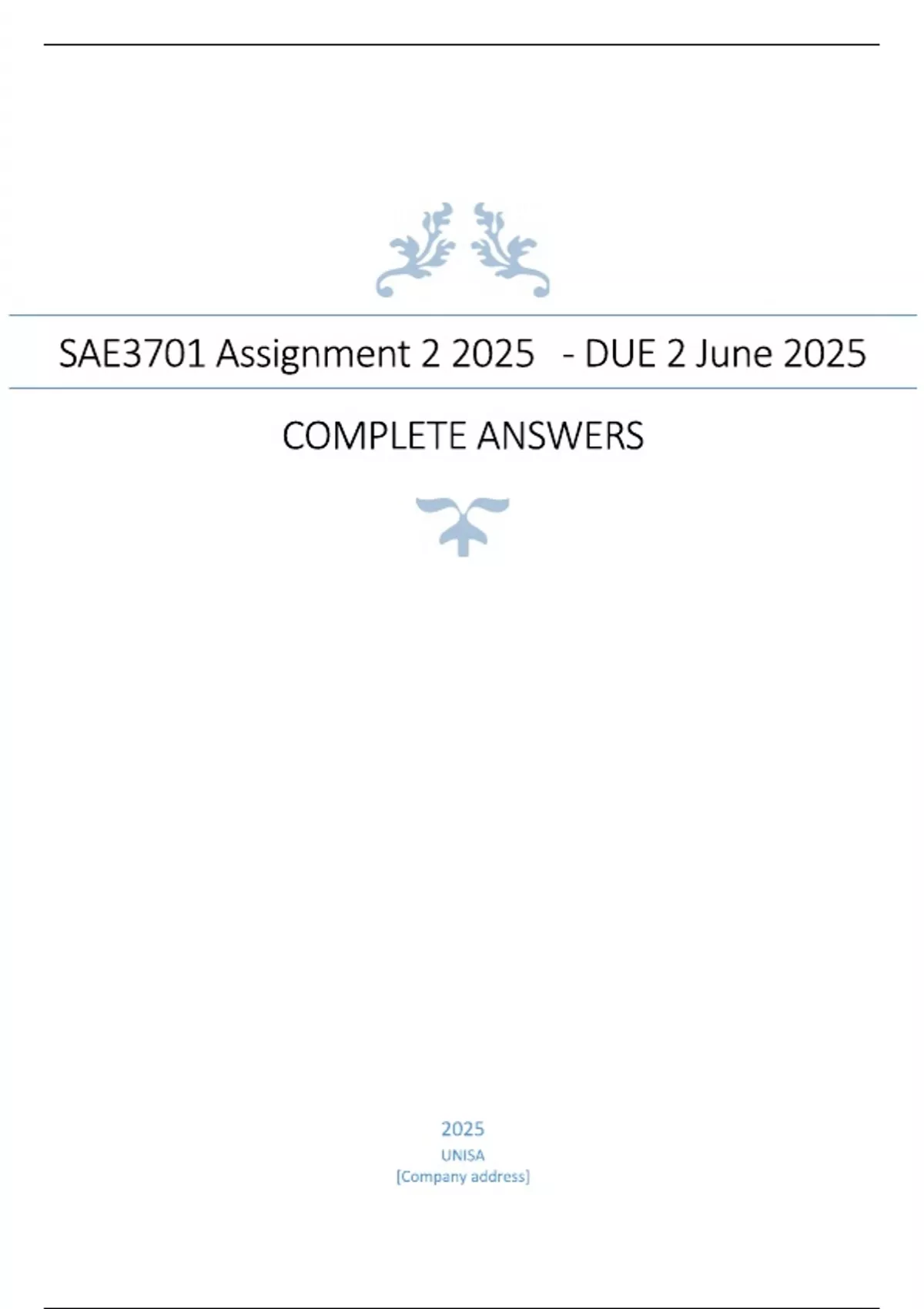 SAE3701 Assignment 2 (COMPLETE ANSWERS) 2025 - DUE 2 June 2025 ...