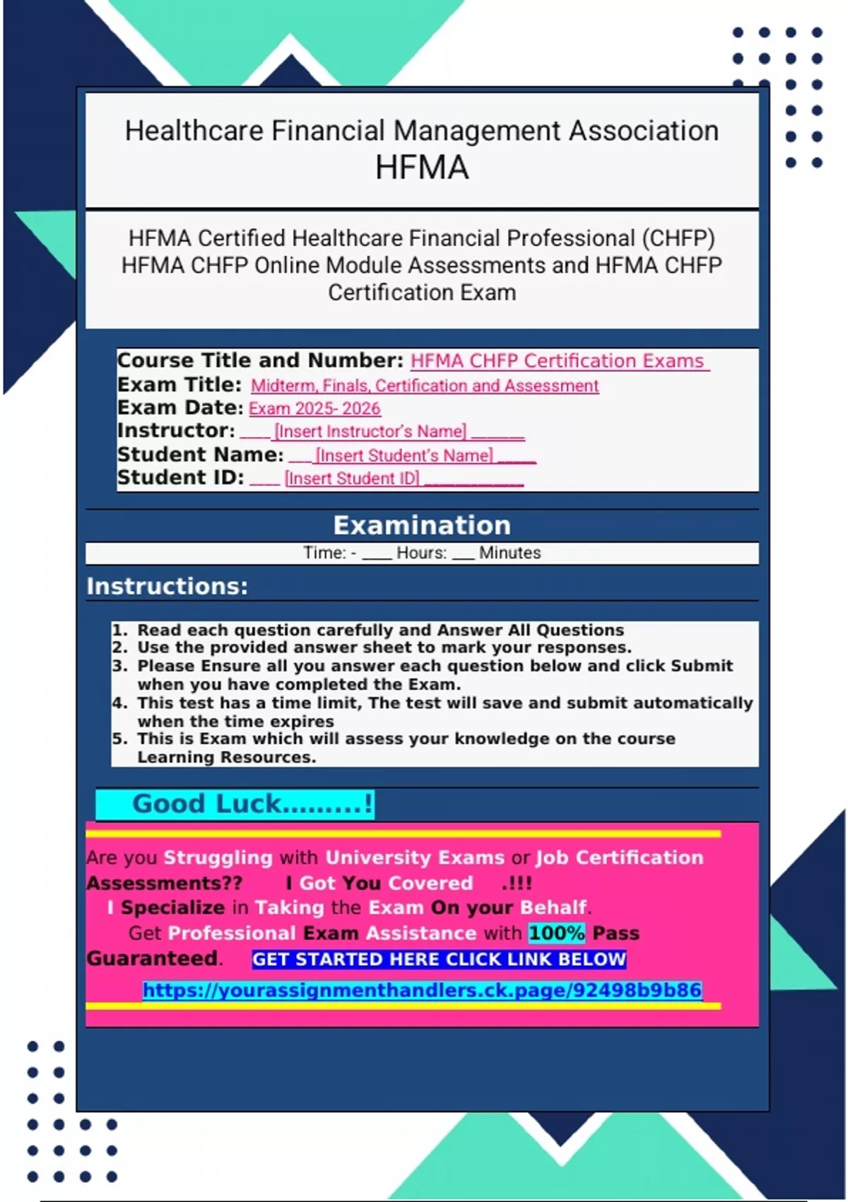 HFMA CHFP Module 2 Course 2 Exam Review HFMA Certified Healthcare Financial Professional (CHFP ...