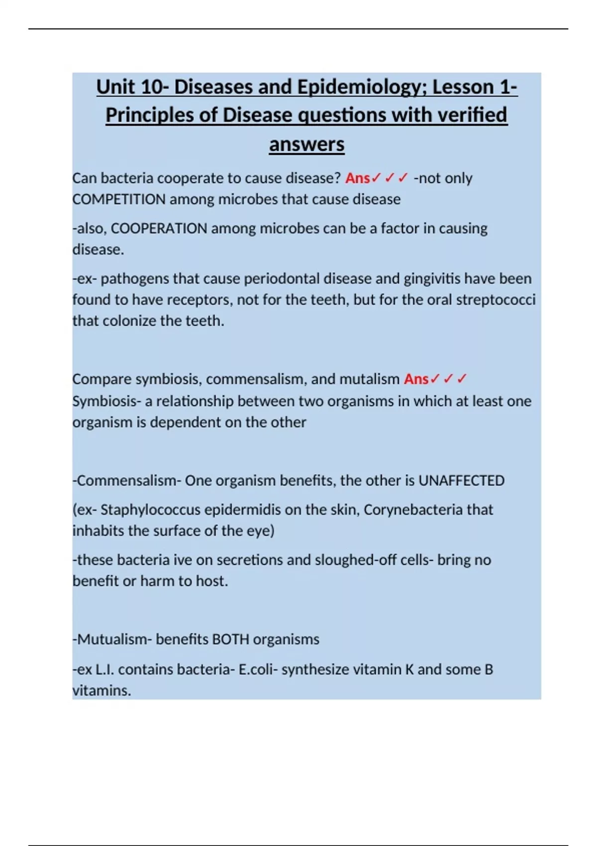 Unit 10 – Diseases and Epidemiology – Principles of Disease – Humber ...
