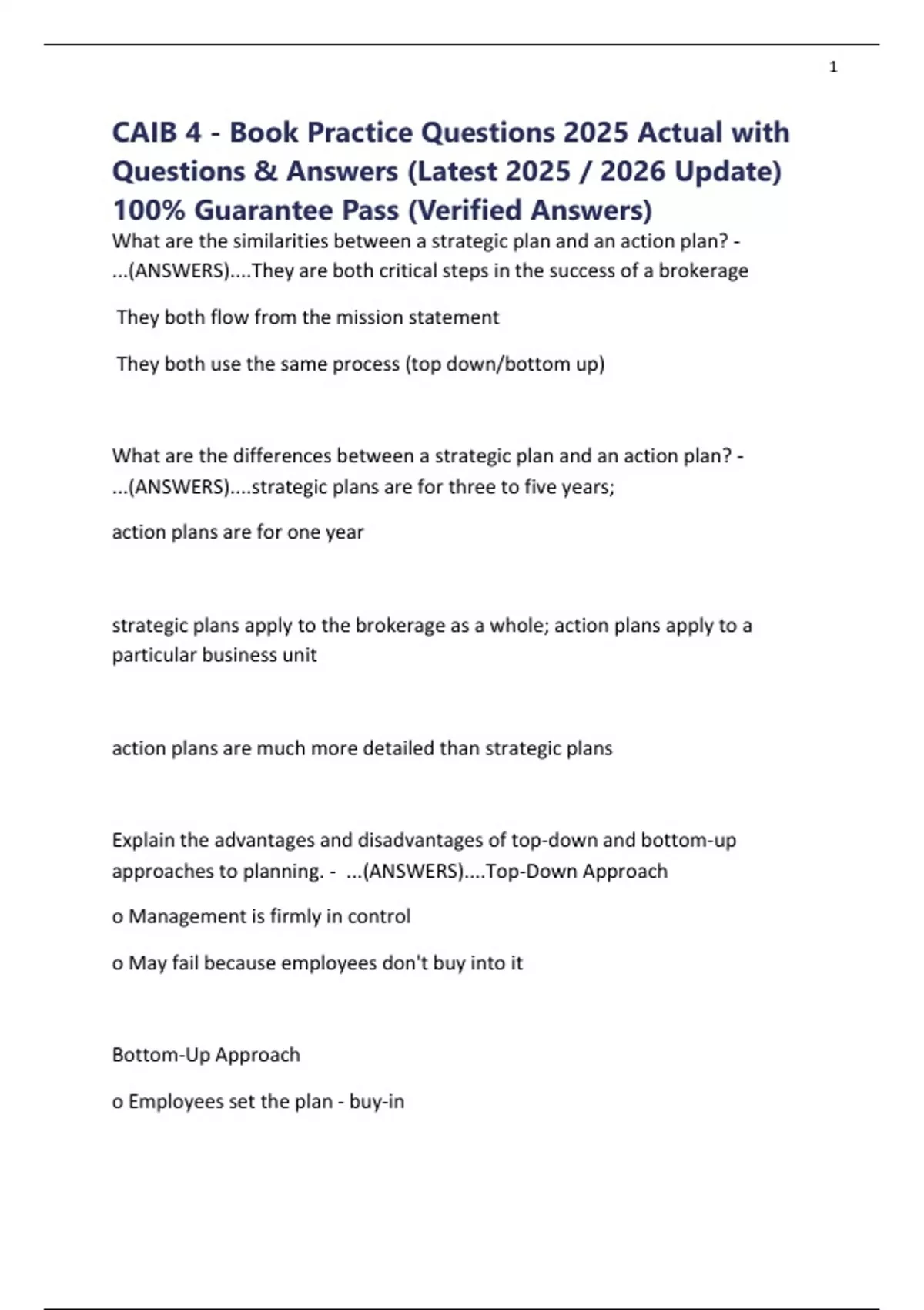 CAIB 4 - Book Practice Questions 2025 Actual with Questions & Answers ...