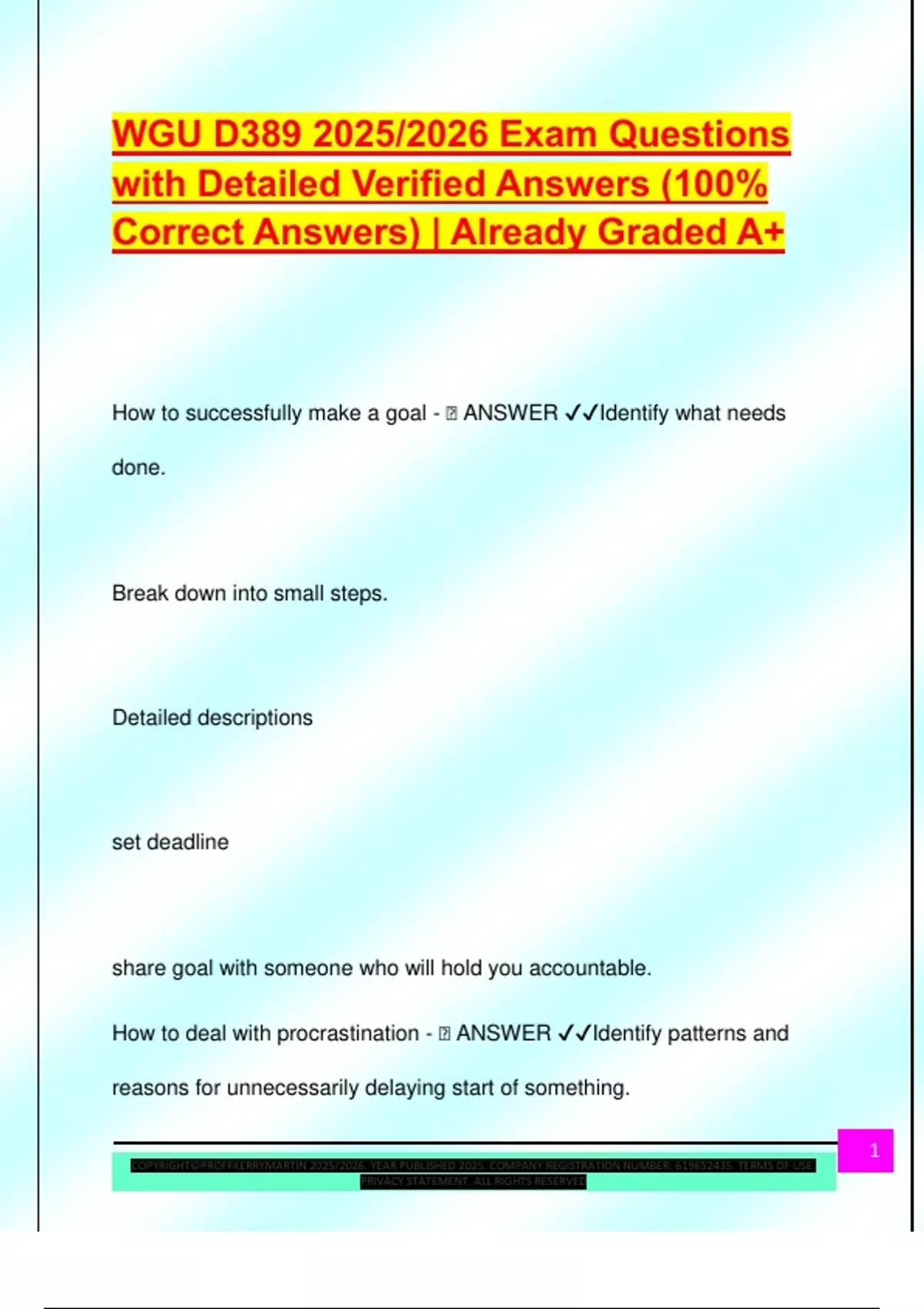 WGU D389 2025/2026 Exam Questions with Detailed Verified Answers (100% ...