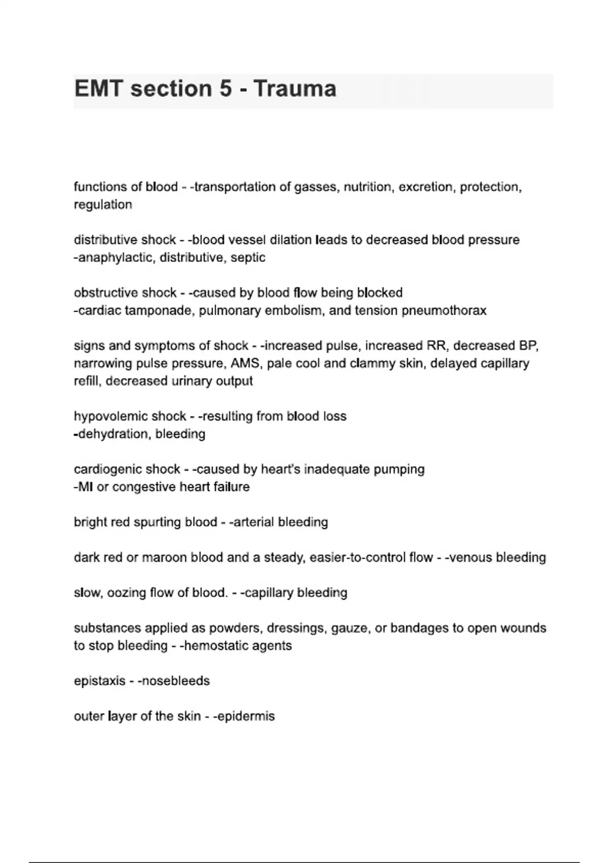 EMT section 5 - Trauma (Latest 2025 / 2026) Actual Questions with ...