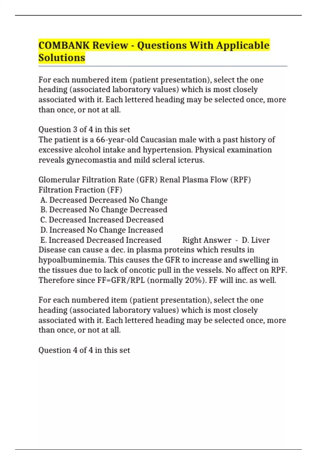 COMBANK Review - Questions With Applicable Solutions - COMSAE - Stuvia US