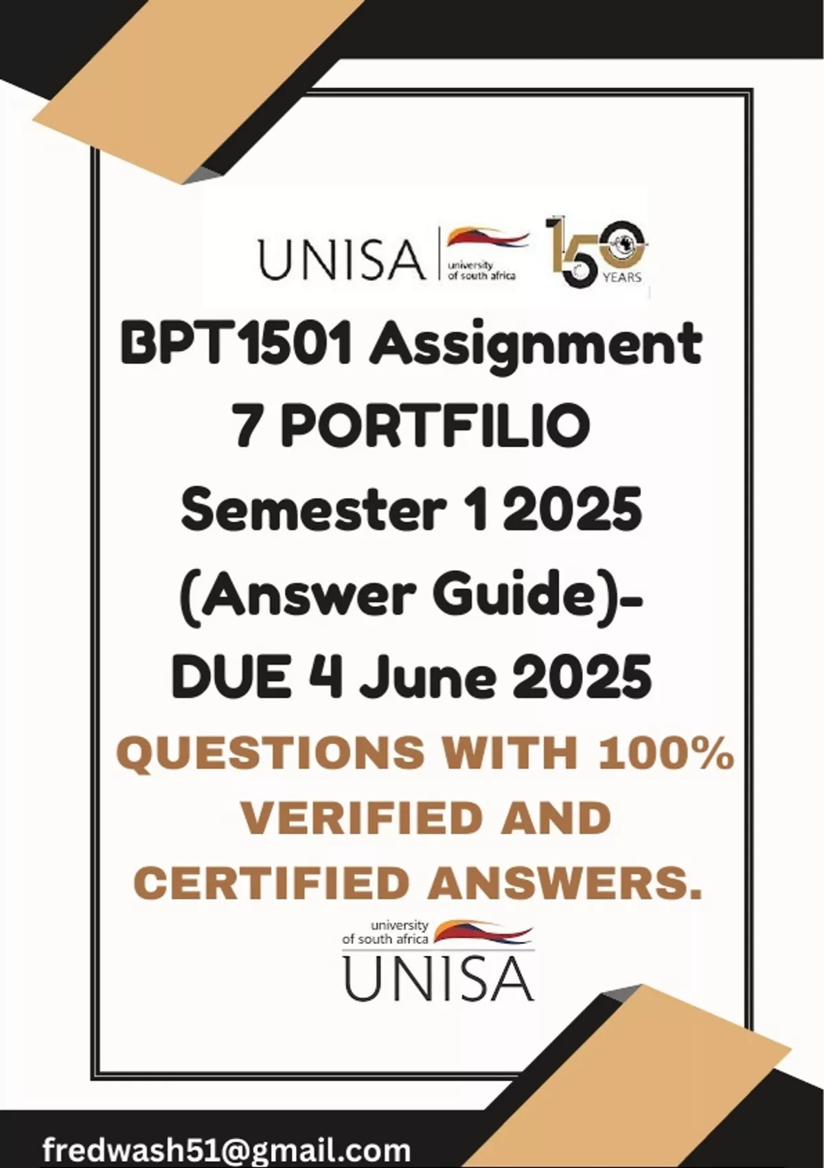 BPT1501 Assignment 7 PORTFILIO Semester 1 2025 (Answer Guide)- DUE 4 ...