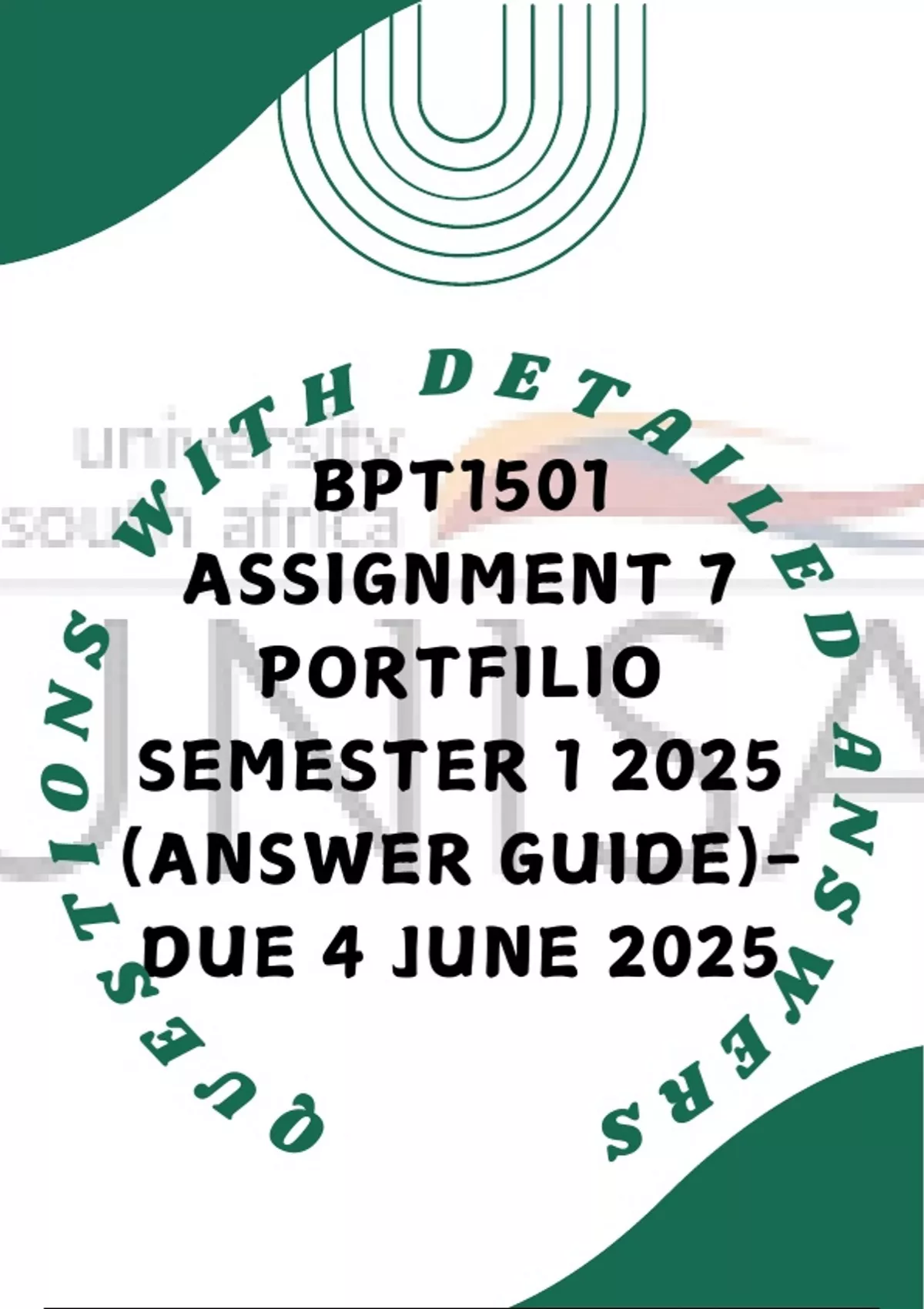 BPT1501 Assignment 7 PORTFILIO Semester 1 2025 (Answer Guide)- DUE 4 ...