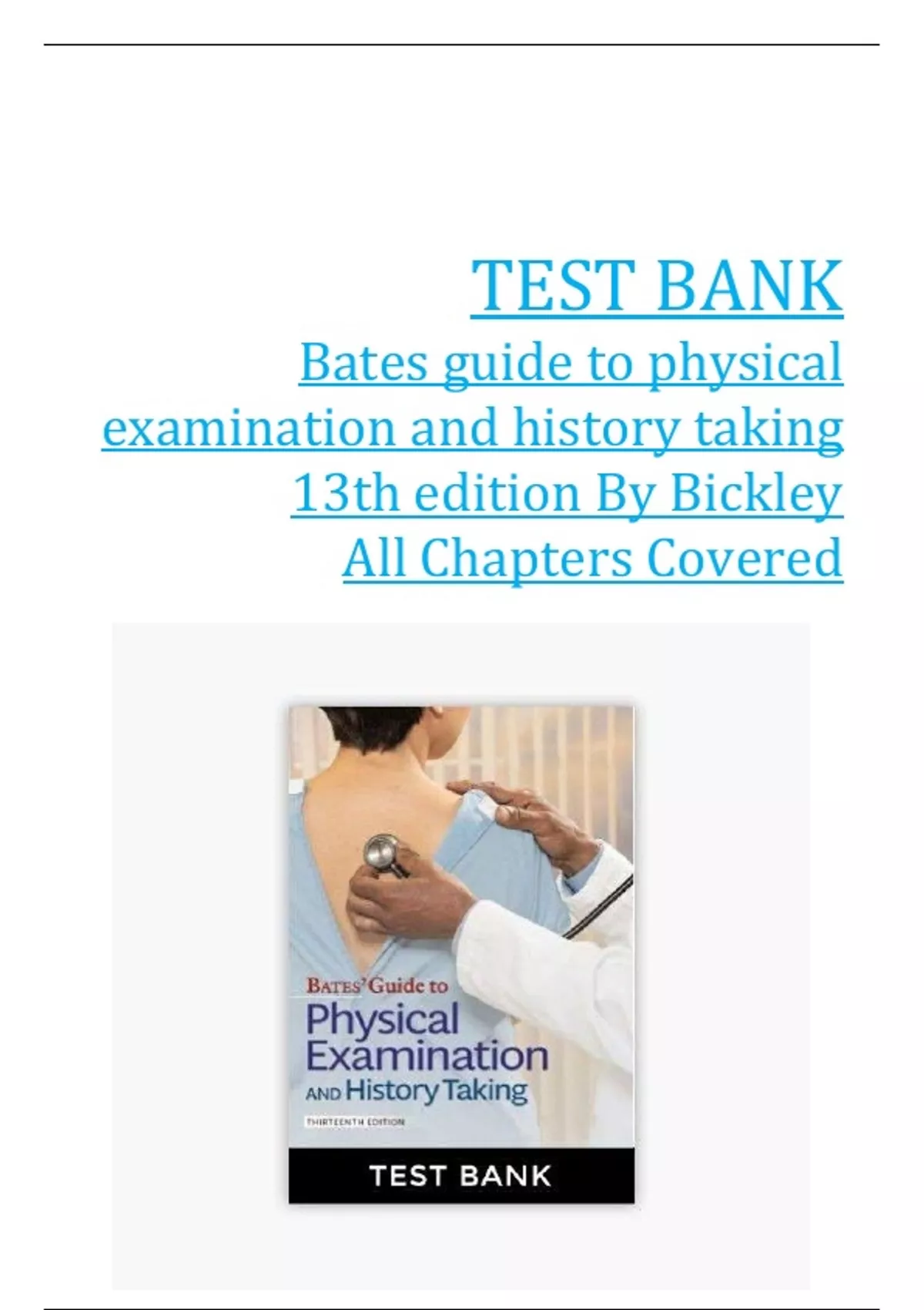 Bates' Guide to Physical Examination and History Taking – 13th Edition ...