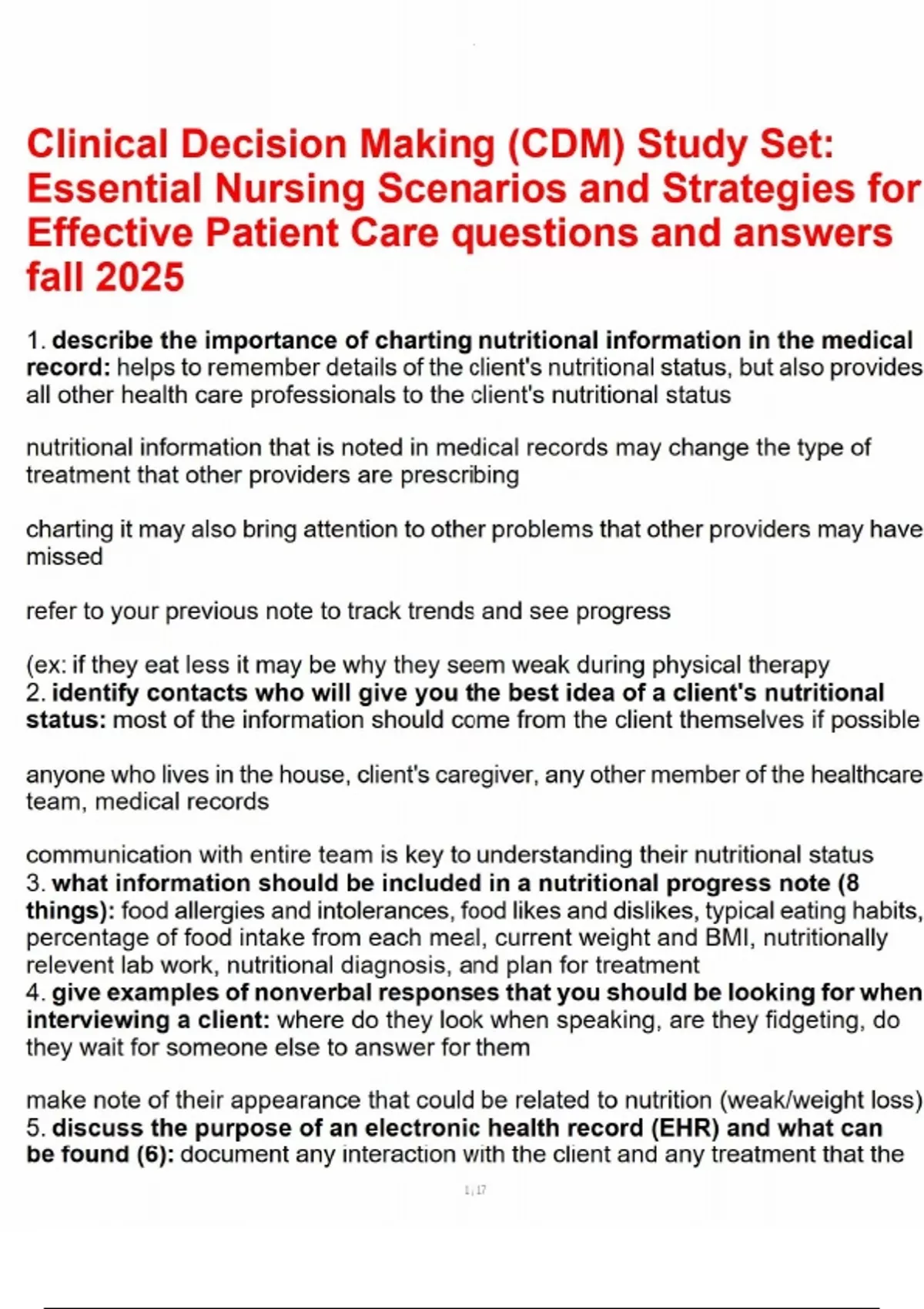 Clinical Decision Making (CDM) Study Set: Essential Nursing Scenarios ...