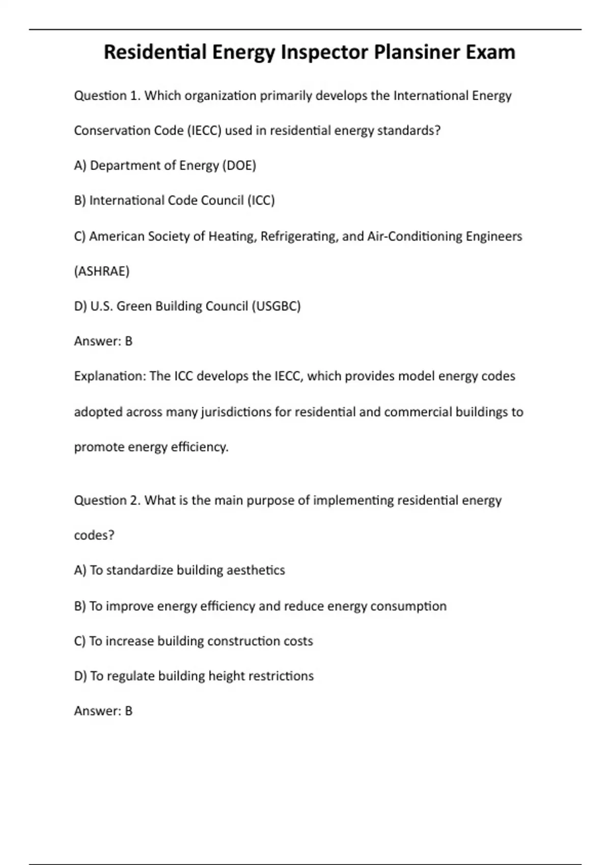 Residential Energy Inspector Plansiner Exam - Computers - Stuvia US