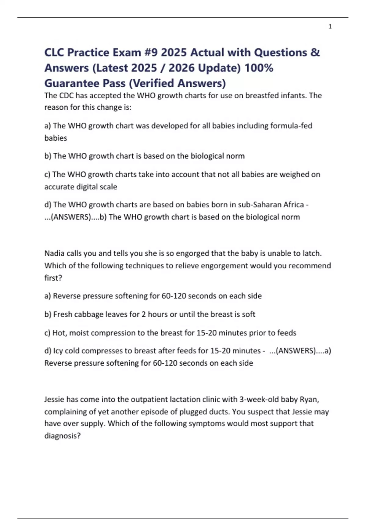 CLC Practice Exam #9 2025 Actual with Questions & Answers (Latest 2025 ...