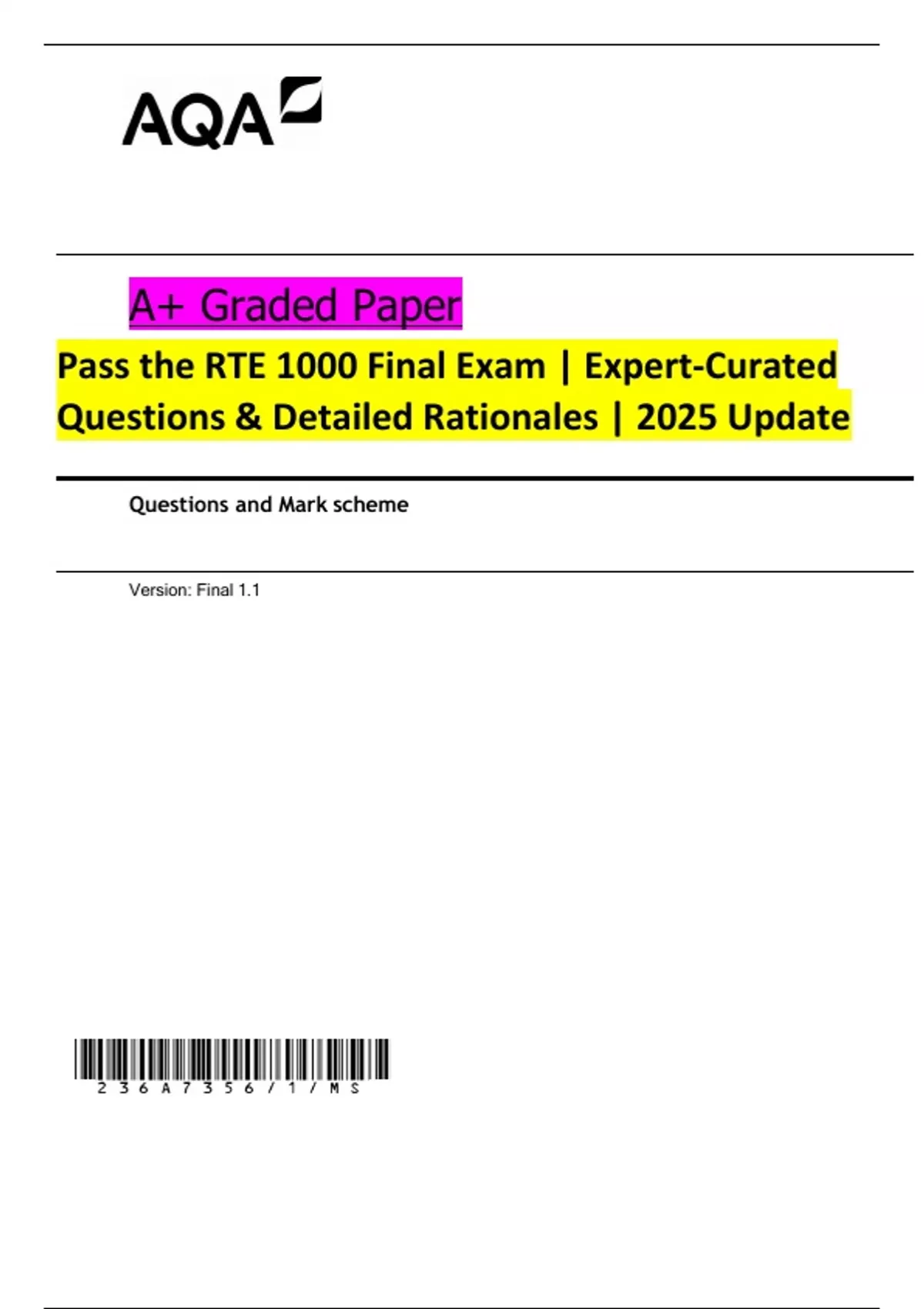 Pass the RTE 1000 Final Exam - Expert-Curated Questions & Detailed ...