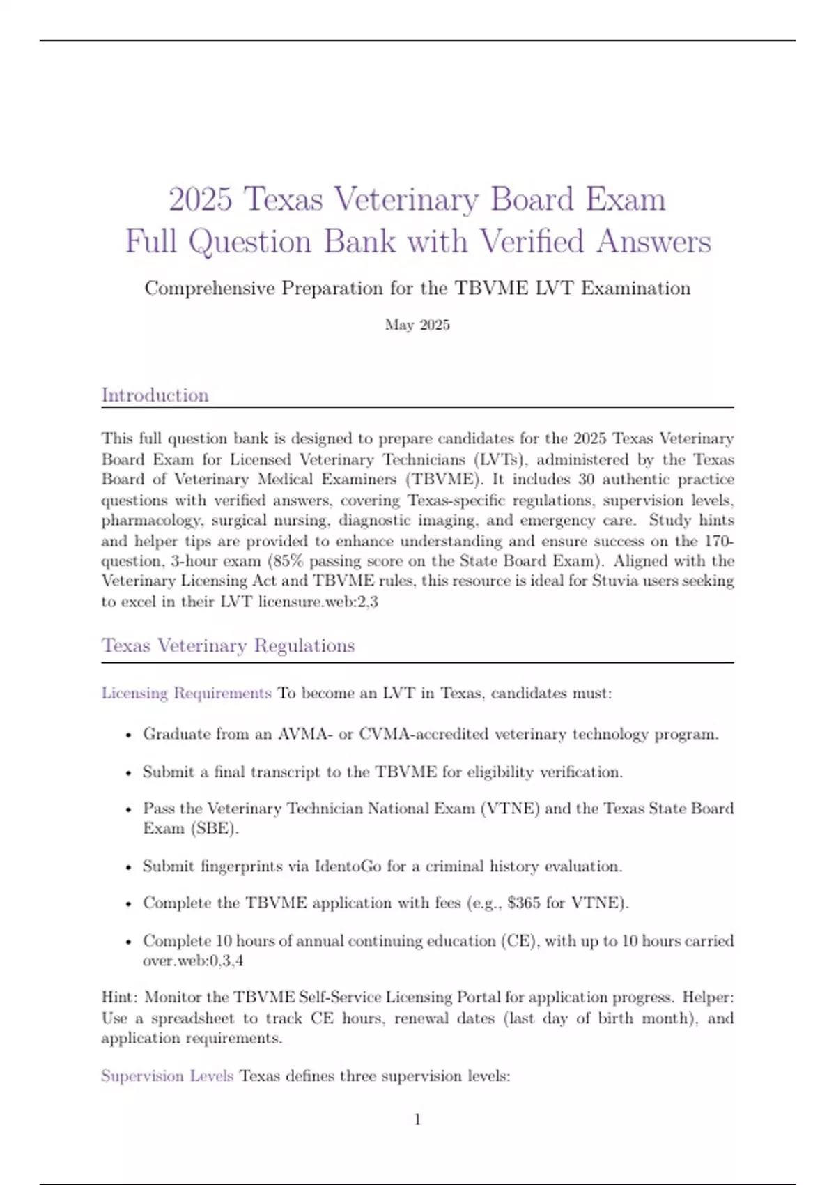 2025 Texas Veterinary Board Exam Full Question Bank with Verified ...