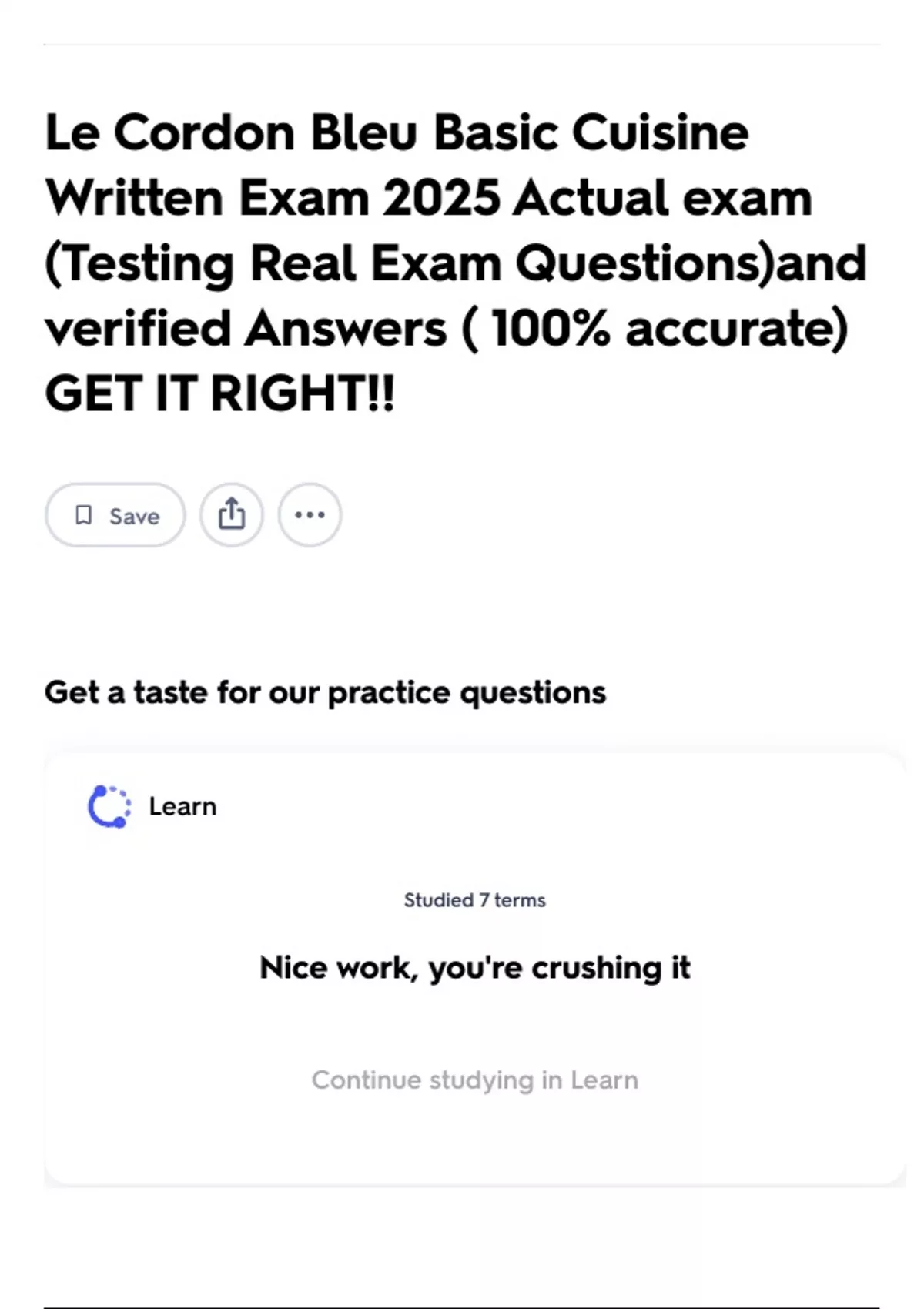 Le Cordon Bleu Basic Cuisine Written Exam 2025 Actual exam (Testing ...