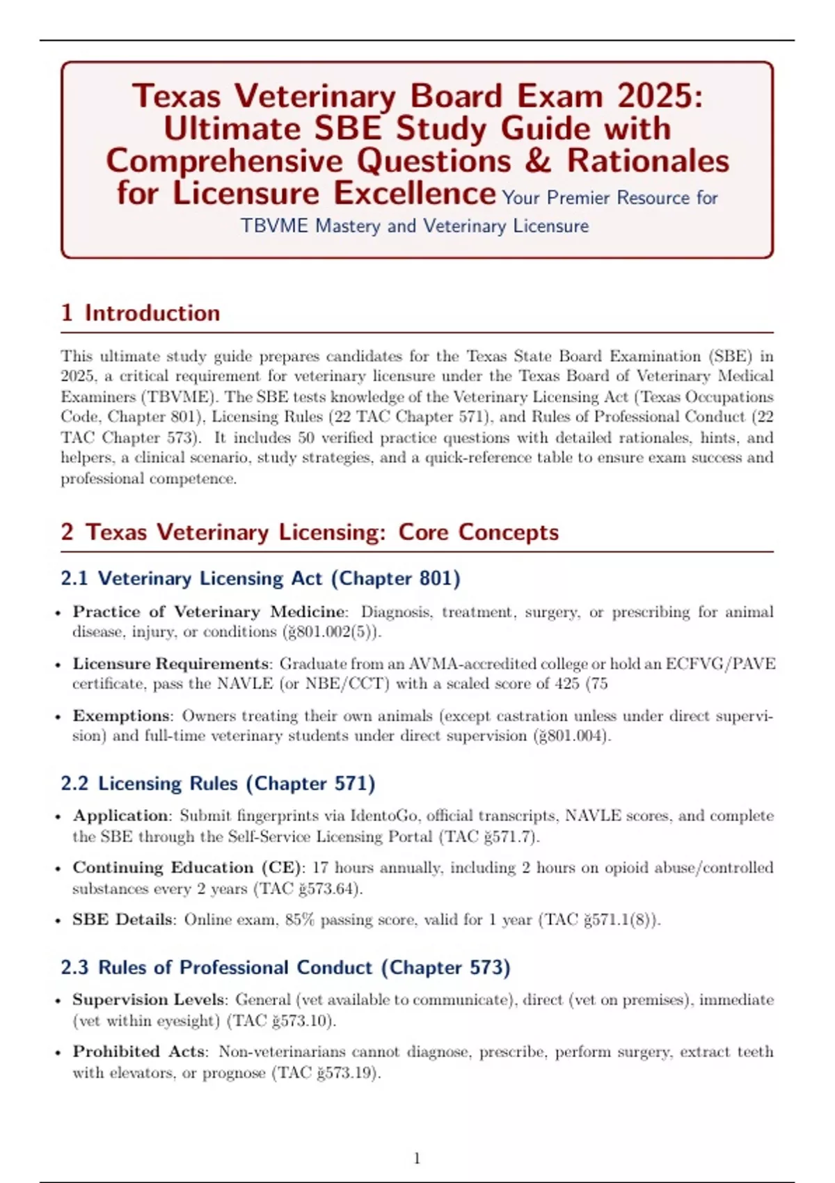 Texas Veterinary Board Exam 2025: Ultimate SBE Study Guide with ...