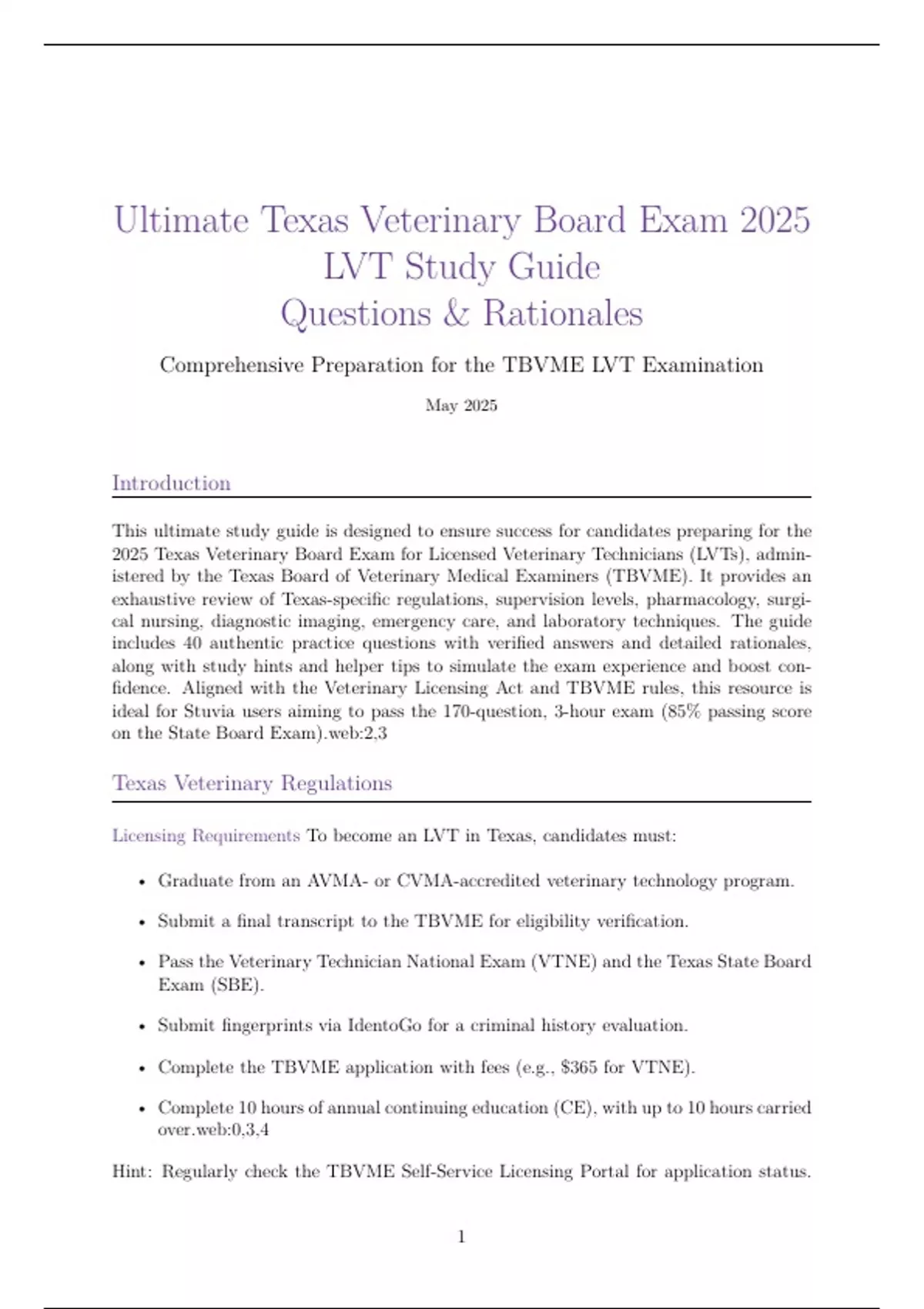 Ultimate Texas Veterinary Board Exam 2025 LVT Study Guide Questions ...