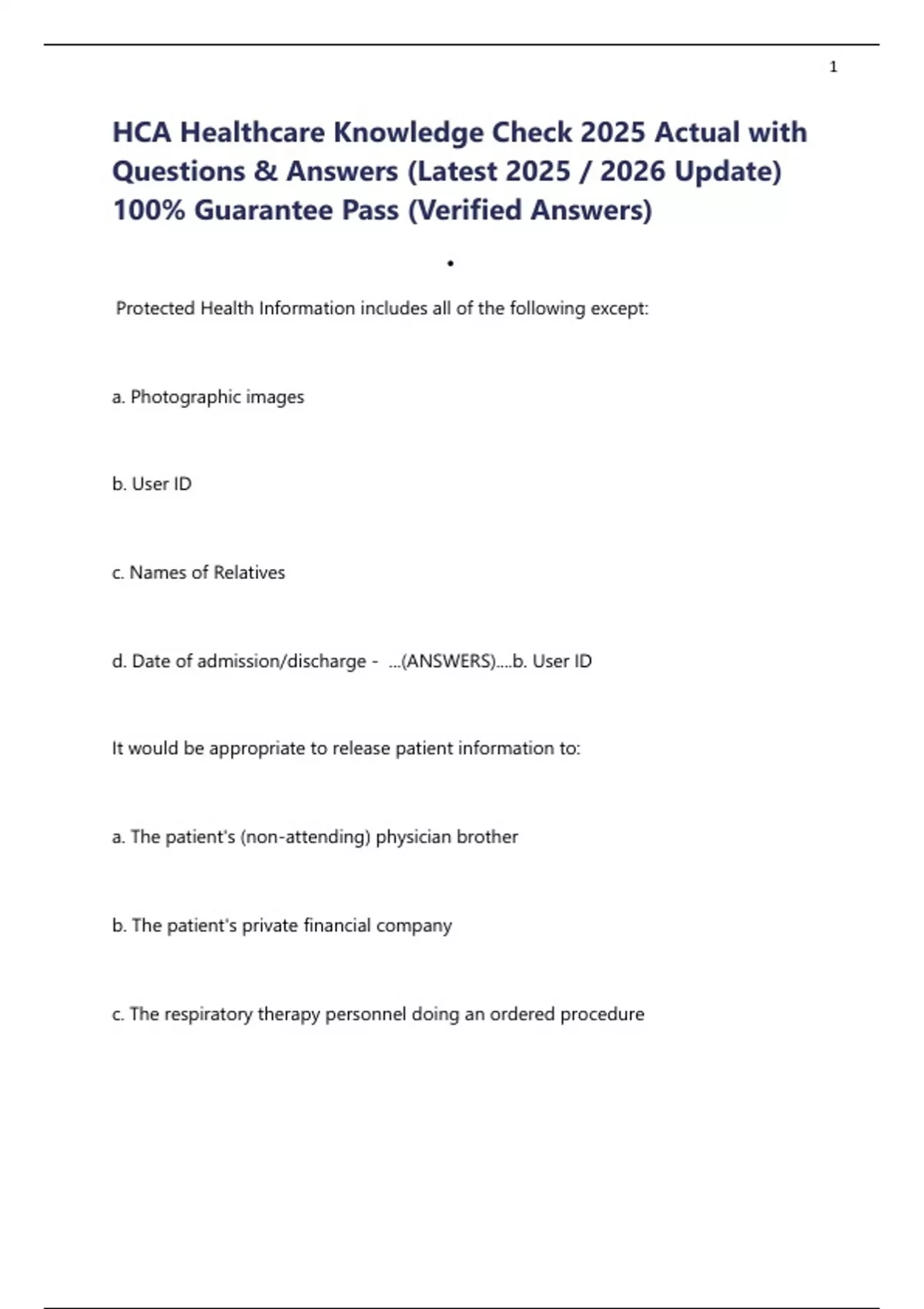 HCA Healthcare Knowledge Check 2025 Actual with Questions & Answers ...