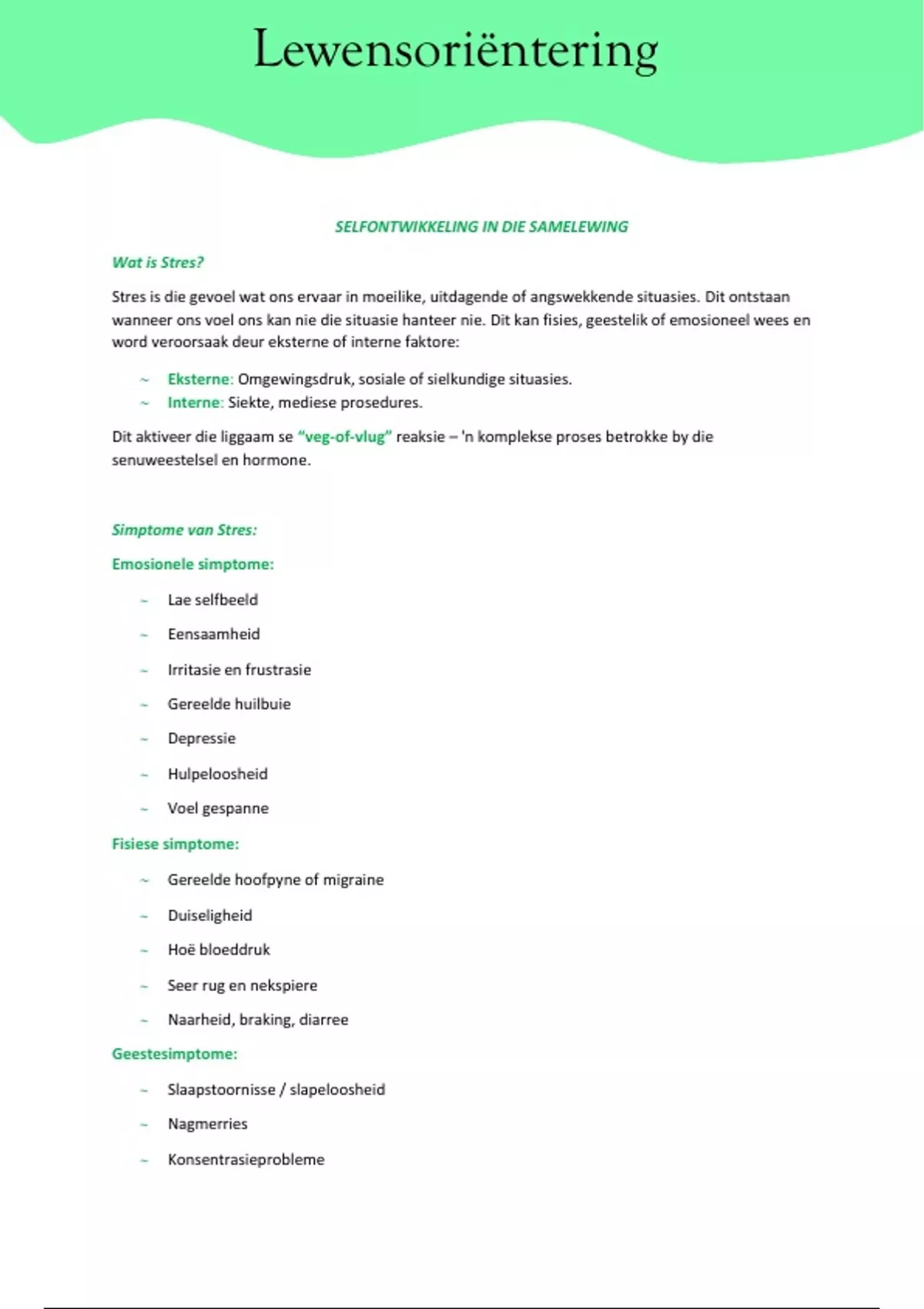 Summary Lewensorientering Graad 12 – Alles in een Opsomming ...