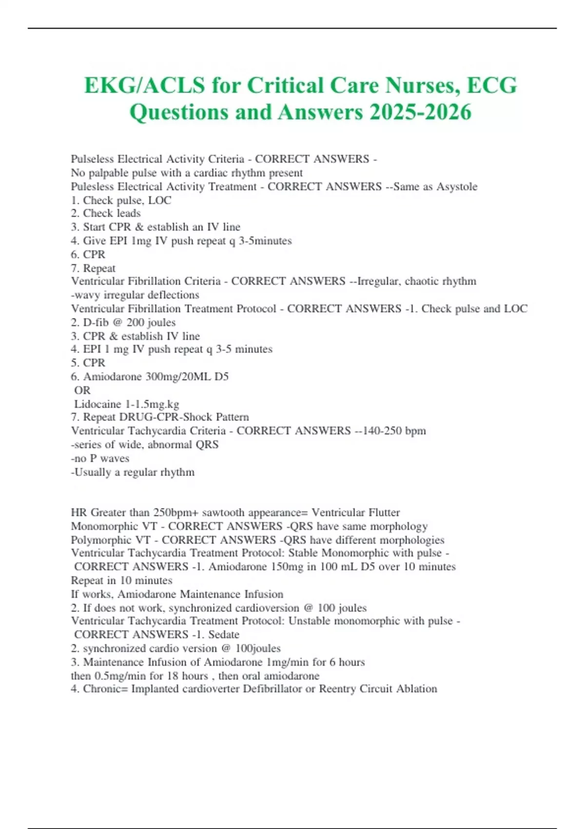 EKG/ACLS for Critical Care Nurses, ECG Questions and Answers - Advent ...