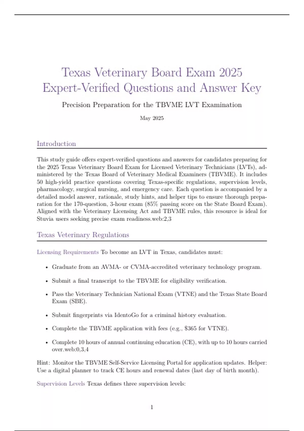 Texas Veterinary Board Exam 2025 Expert-Verified Questions and Answer ...