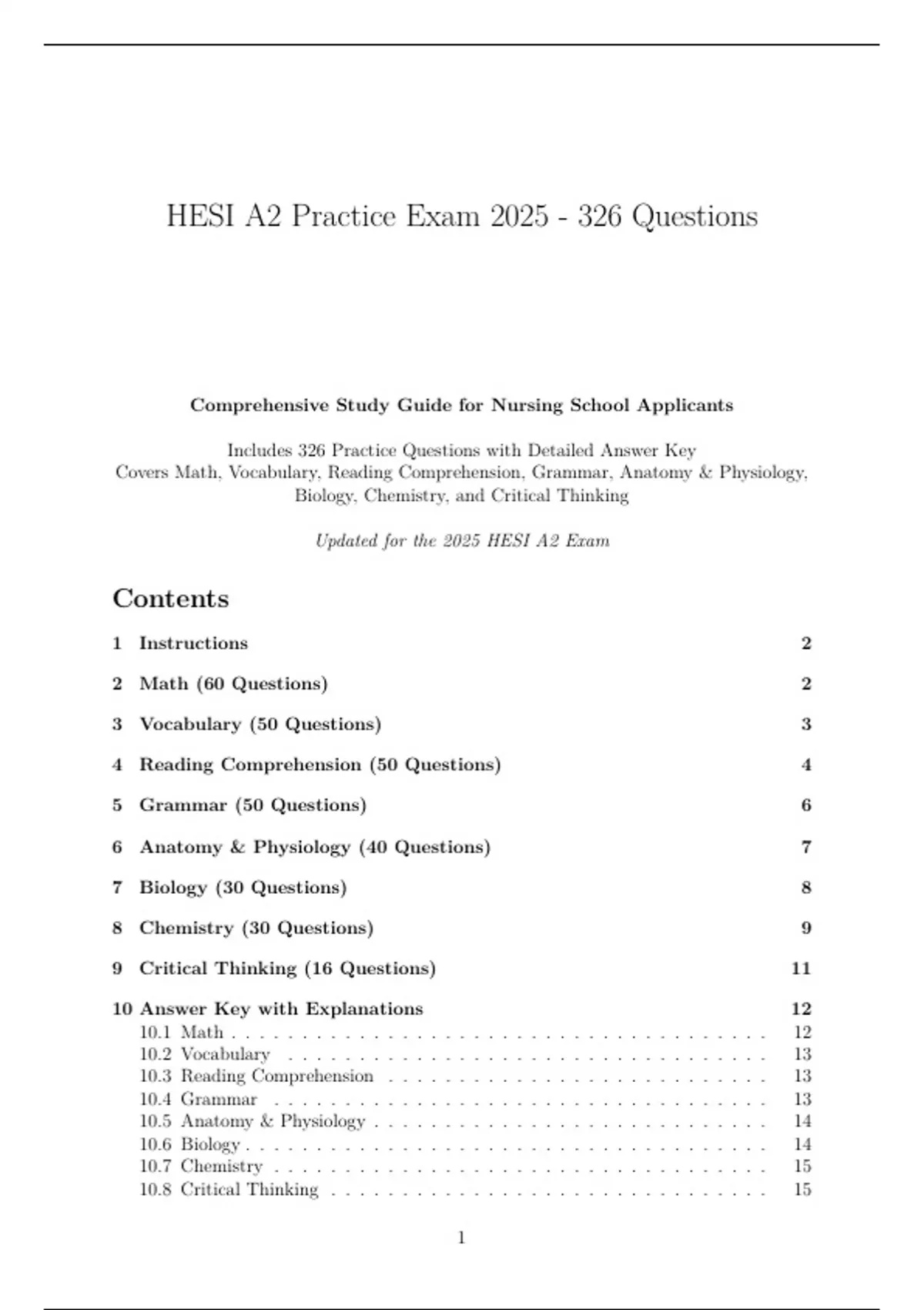 HESI A2 2025 Mastery Prep: 326 Questions on Math, Vocabulary, Reading ...