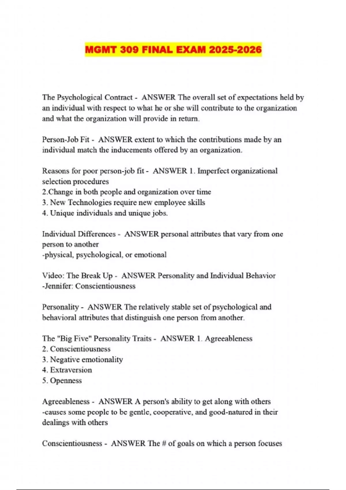 MGMT 309 FINAL EXAM - MGMT 309 - Stuvia US