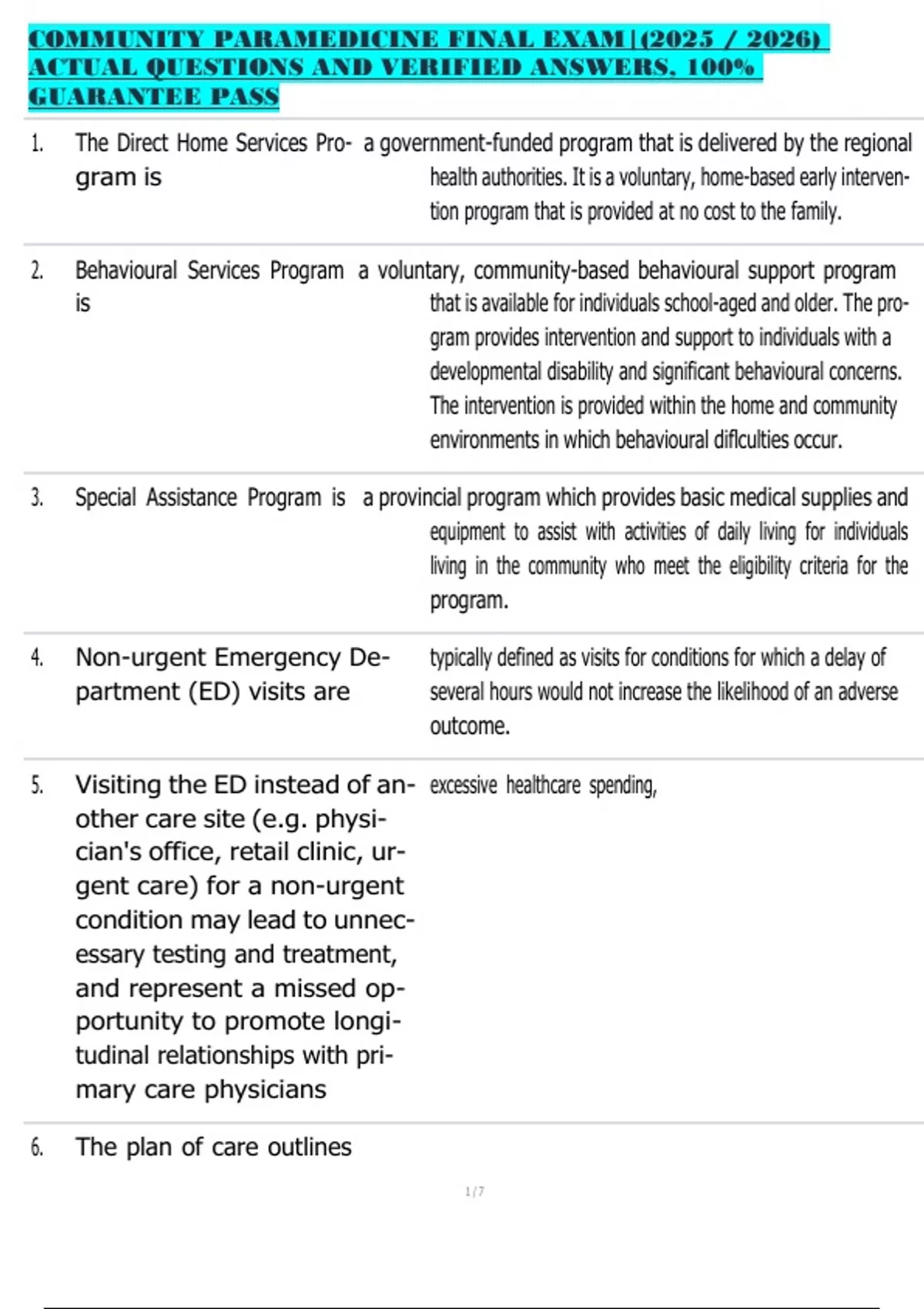COMMUNITY PARAMEDICINE FINAL EXAM|(2025 / 2026) ACTUAL QUESTIONS AND ...