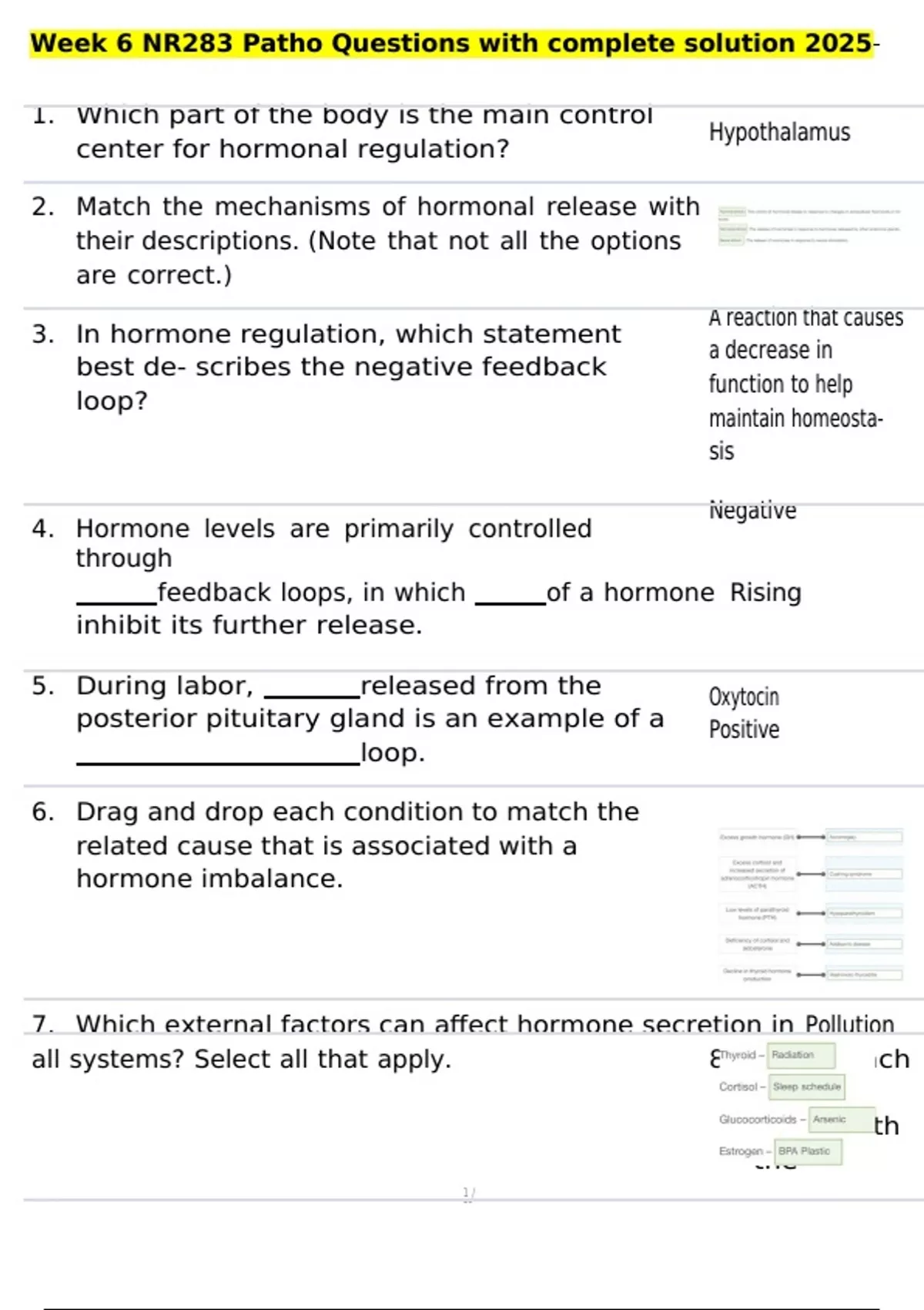 NR283 Patho Chamberlain College Nursing -Week 6 NR283 Patho Questions ...