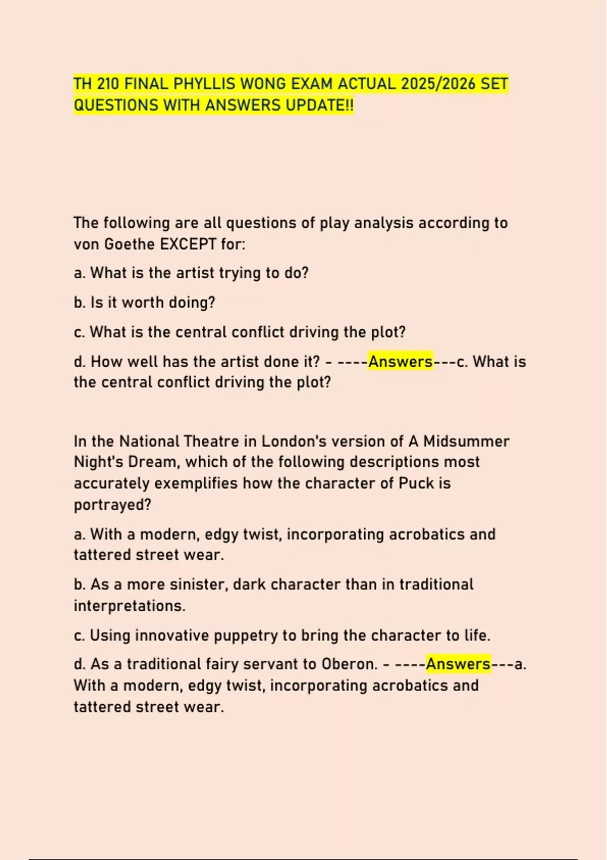 TH 210 FINAL PHYLLIS WONG EXAM ACTUAL 2025/2026 SET QUESTIONS WITH ...