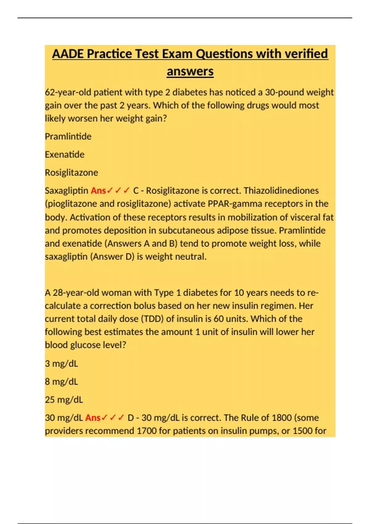 AADE Practice Test – Clinical Case-Based Questions with Verified ...