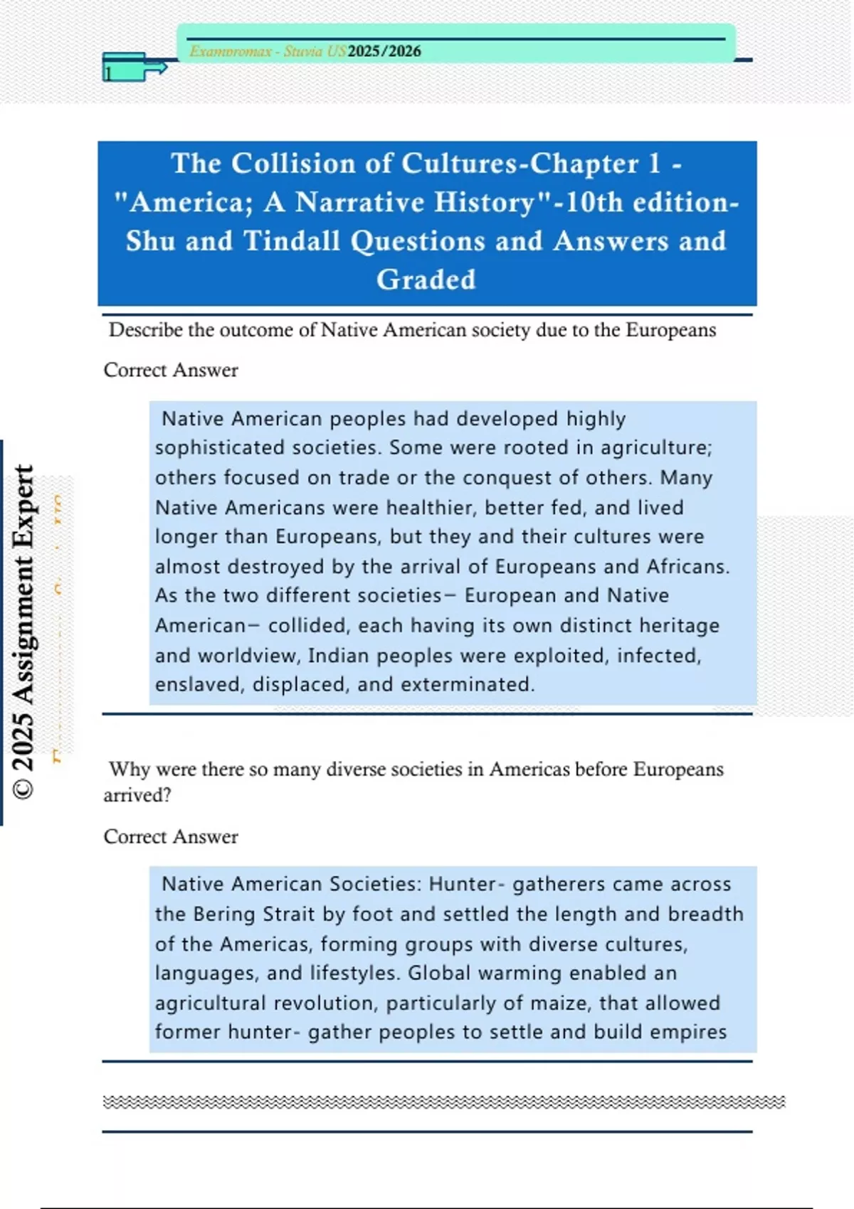 The Collision of Cultures-Chapter 1 - "America; A Narrative History ...