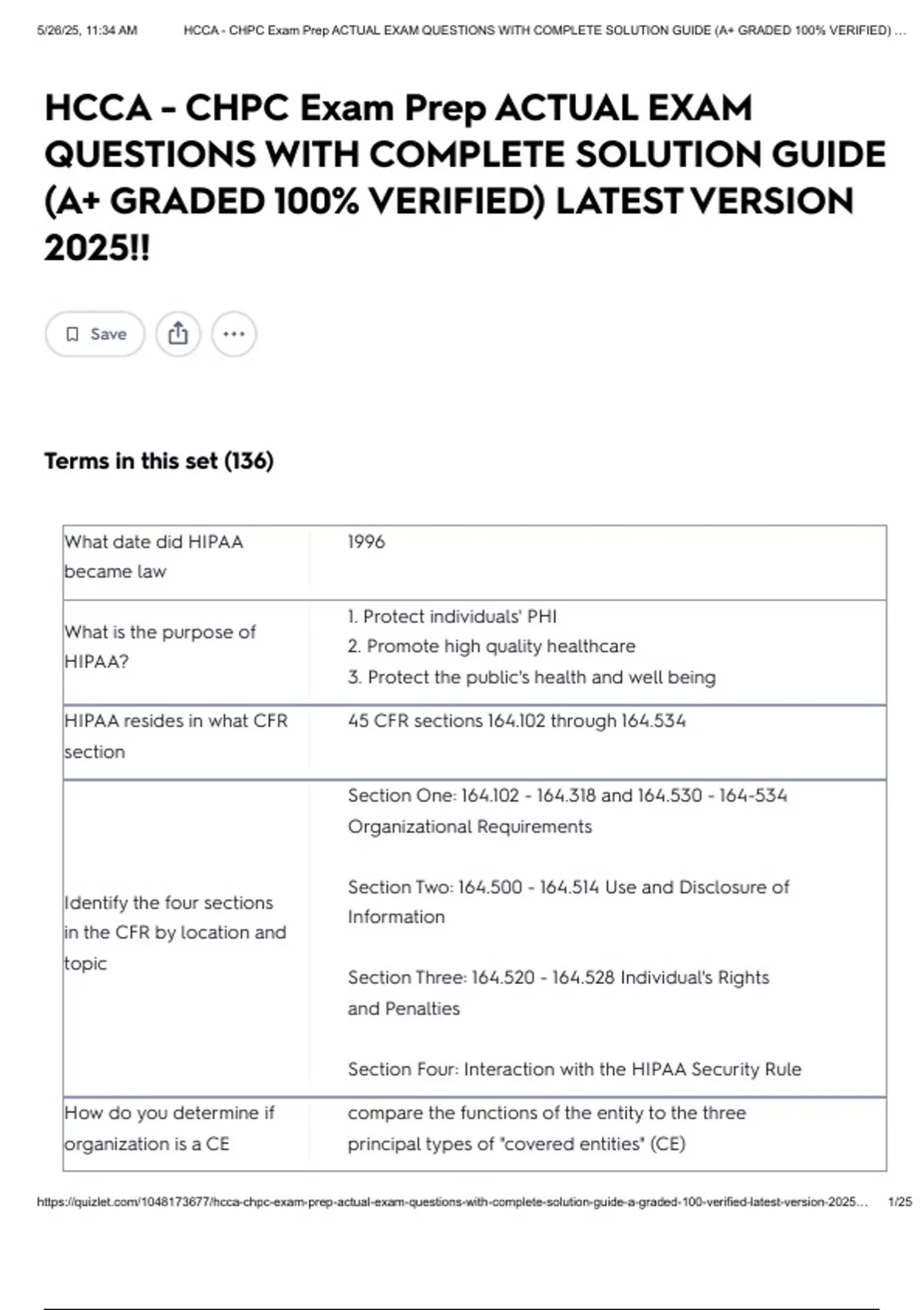 HCCA - CHPC Exam Prep ACTUAL EXAM QUESTIONS WITH COMPLETE SOLUTION GUIDE (A+ GRADED 100% ...