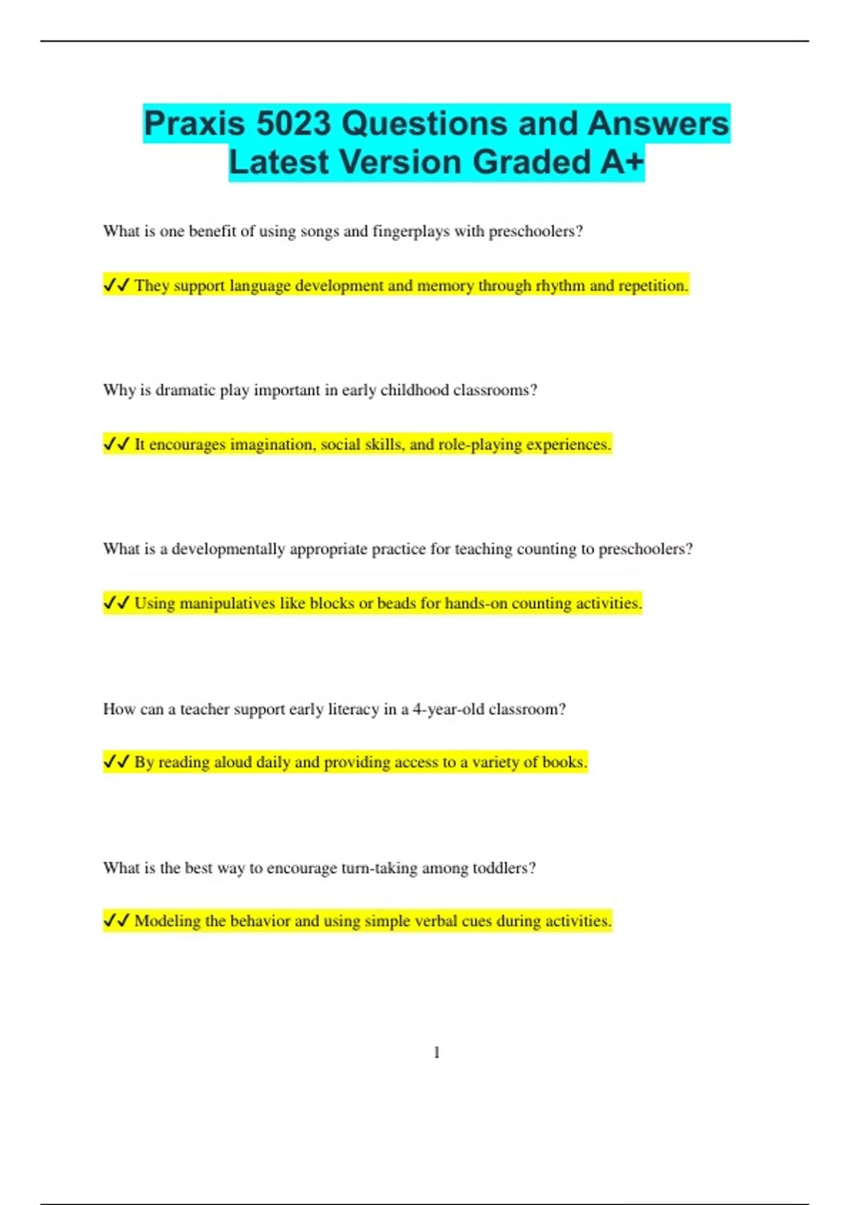 Praxis 5023 Bundled Exams Questions and Answers Latest Versions (2025/ ...