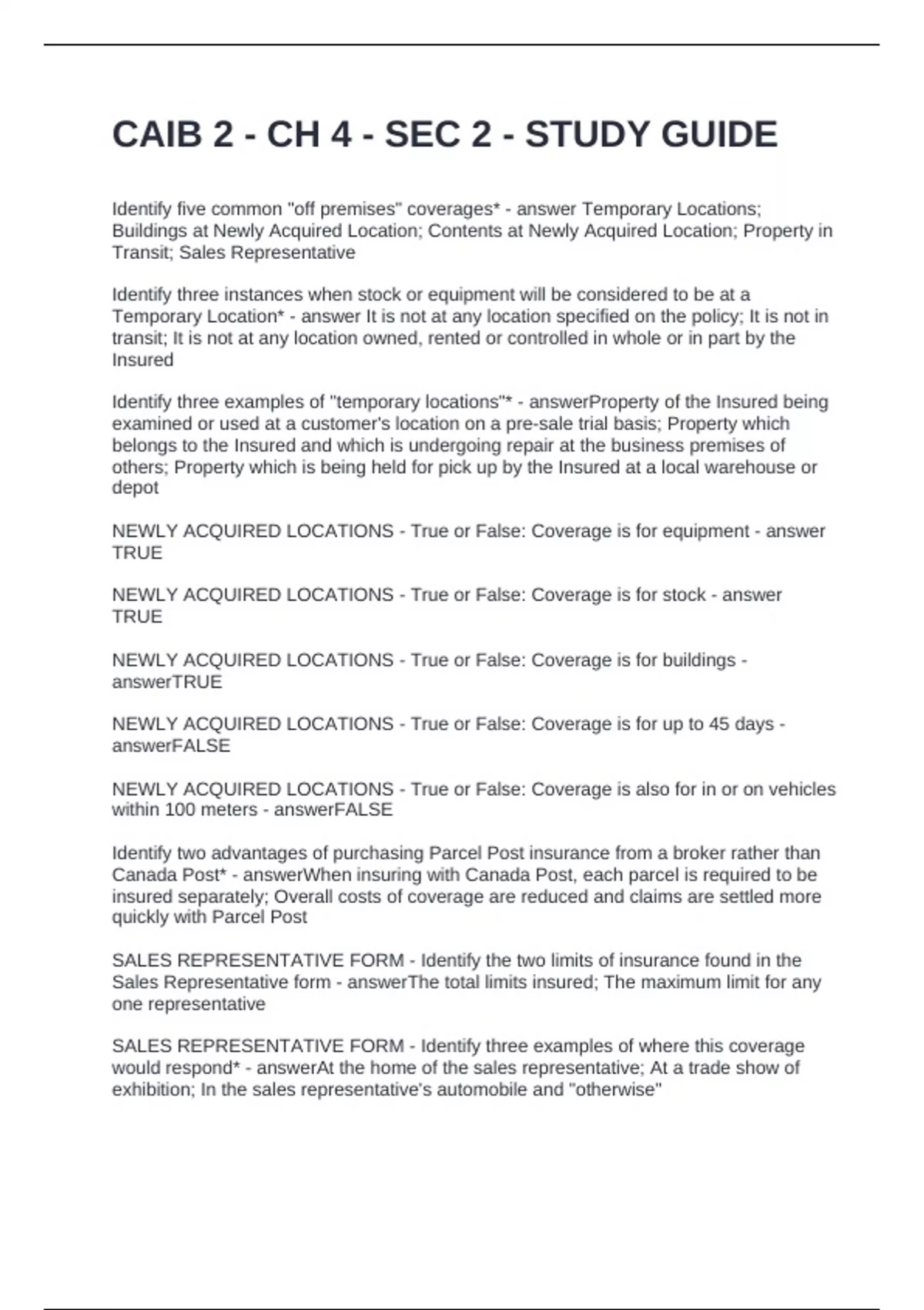 CAIB 2 - CH 4 - SEC 2 - STUDY GUIDE QUESTIONS WITH CORRECT ANSWERS ...