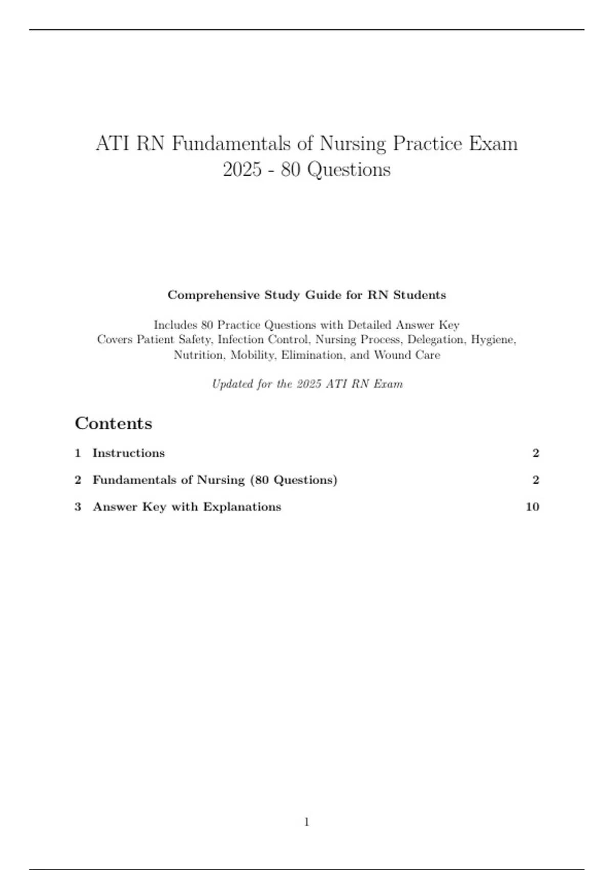 ATI RN 2025 Fundamentals of Nursing: 80 Exclusive Practice Questions ...