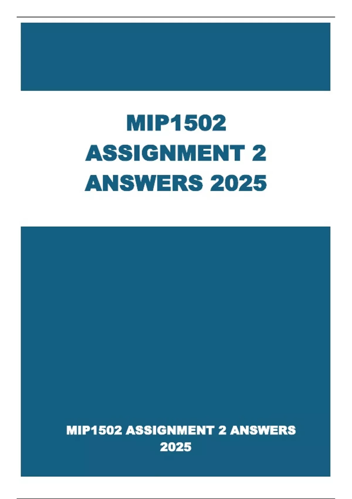 MIP1502 ASSIGNMENT 2 ANSWERS 2025 - MIP1502 (MIP1502) - Stuvia SA