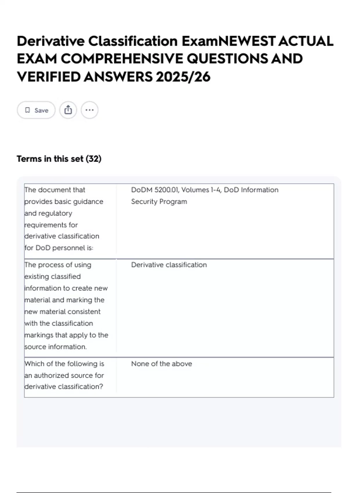 Derivative Classification ExamNEWEST ACTUAL EXAM COMPREHENSIVE ...