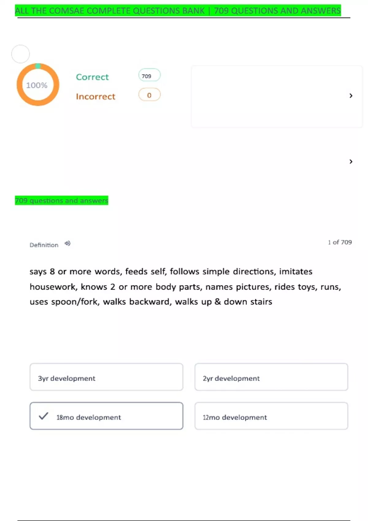 ALL THE COMSAE | COMPLETE QUESTIONS BANK | 709 QUESTIONS AND ANSWERS ...