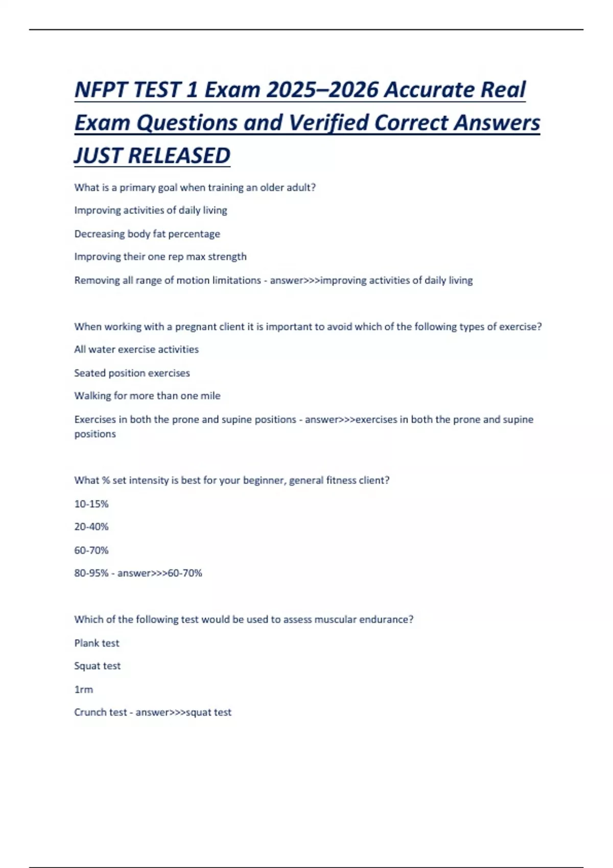NFPT Test 1 – National Federation of Professional Trainers | Exam 2025 ...