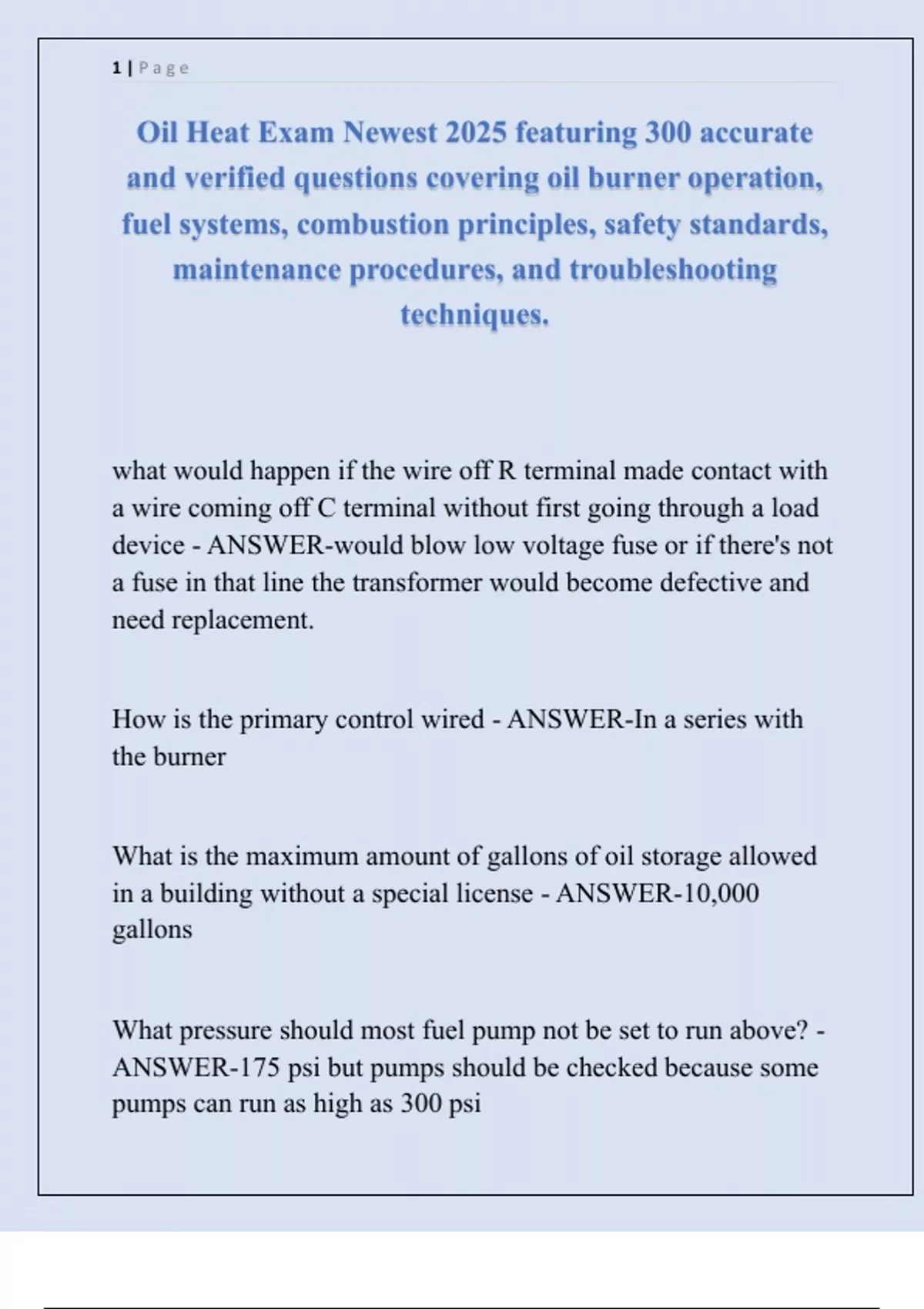 Oil Heat Exam Newest 2025 featuring 300 accurate and verified questions ...