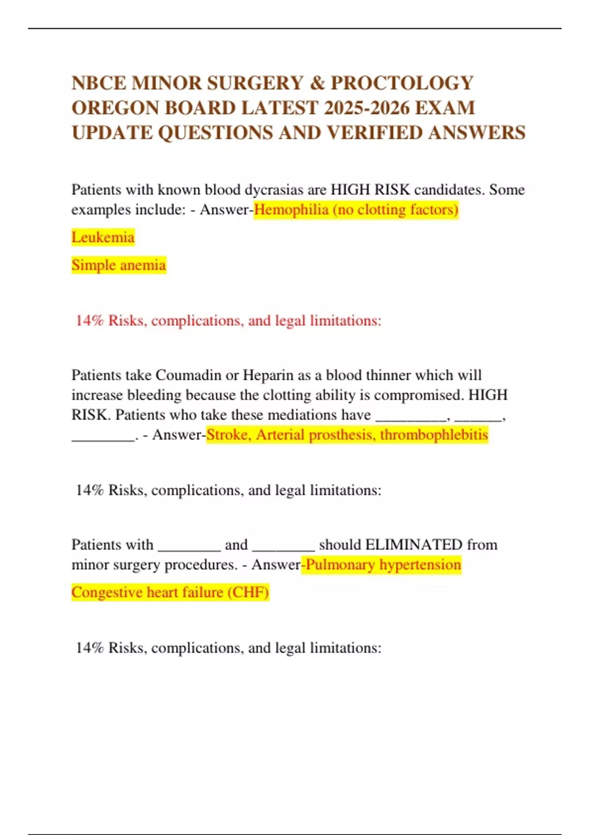 NBCE MINOR SURGERY & PROCTOLOGY OREGON BOARD LATEST EXAM UPDATE ...