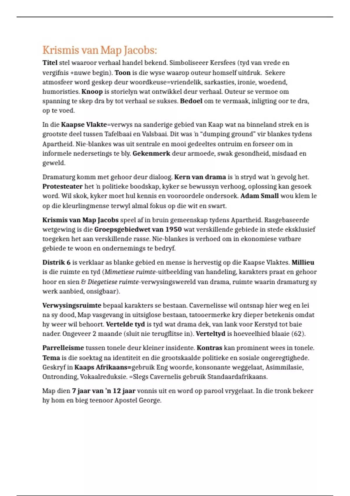 Summary Onderwereld en Krismis van Map Jacobs Gr 12 opsomming+langvrae ...