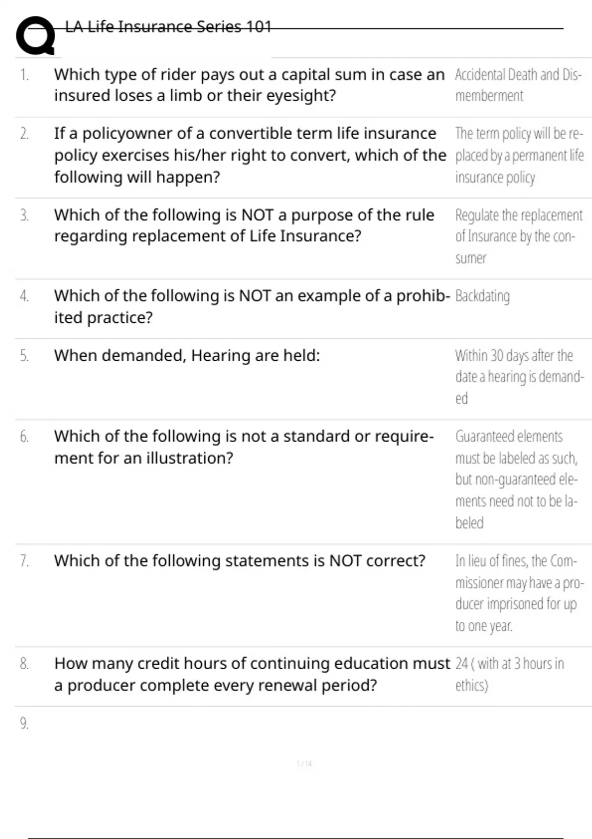 LA Life Insurance Series 101 ACTUAL EXAM QUESTIONS WITH COMPLETE ...