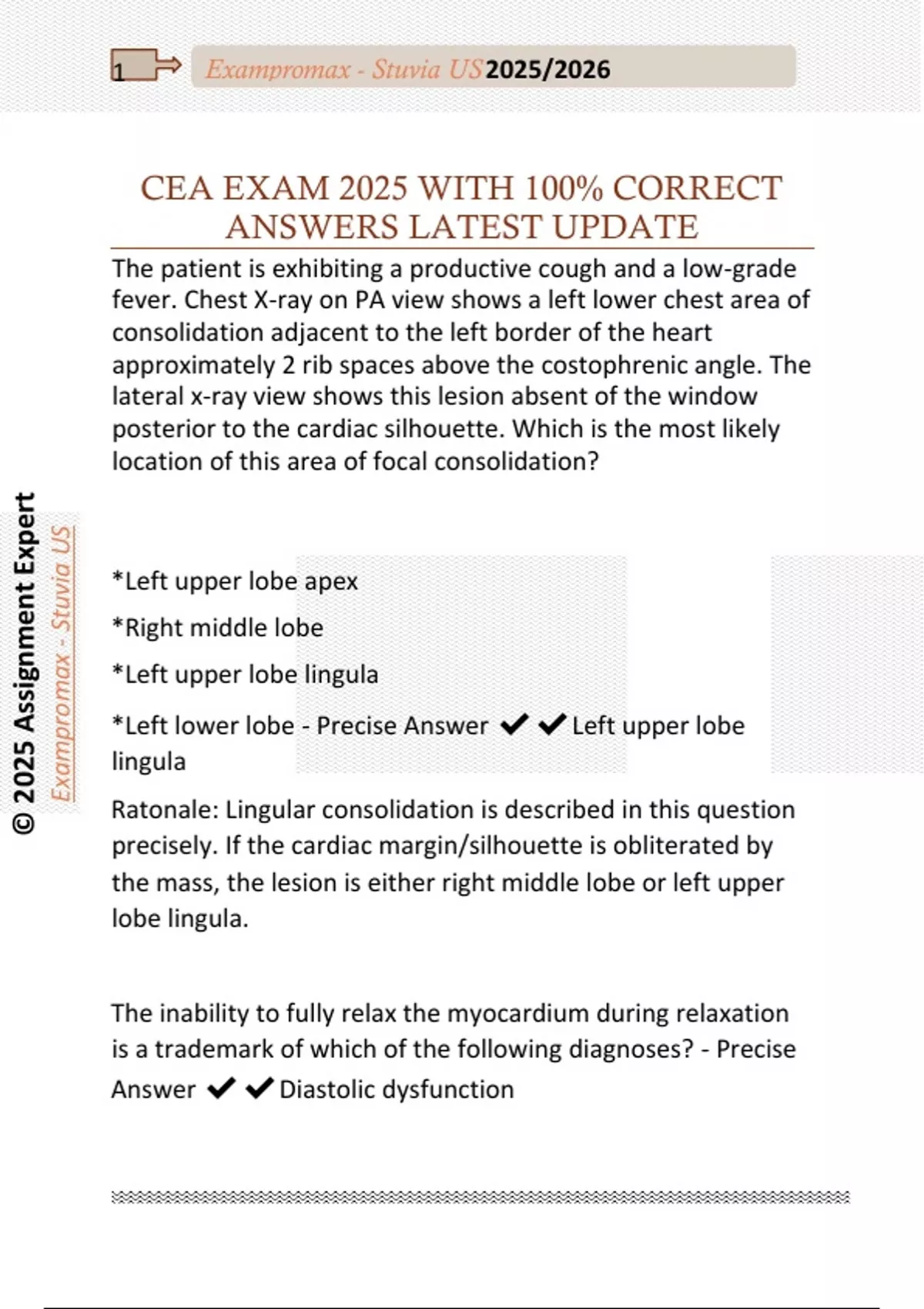 CEA EXAM 2025 WITH 100% CORRECT ANSWERS LATEST UPDATE - CEA - Stuvia US