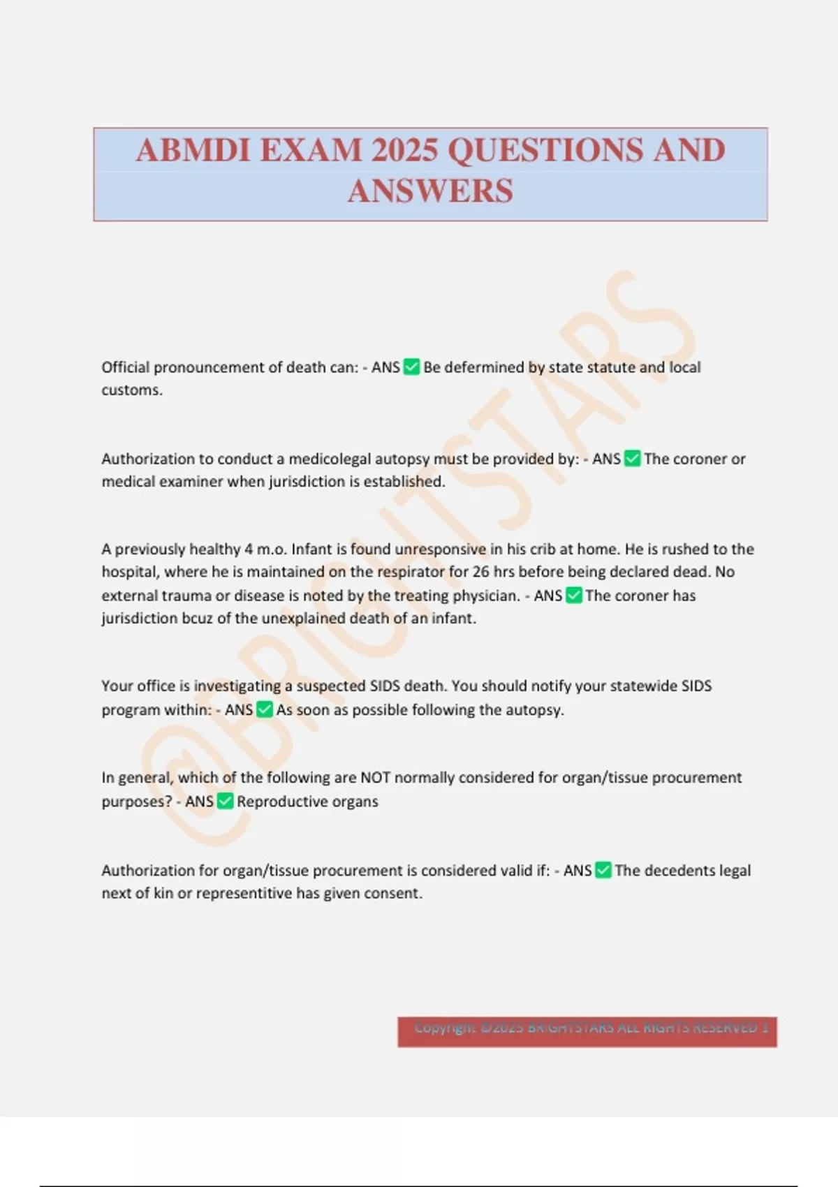 ABMDI EXAM 2025 QUESTIONS AND ANSWERS - ABMDI - Stuvia US