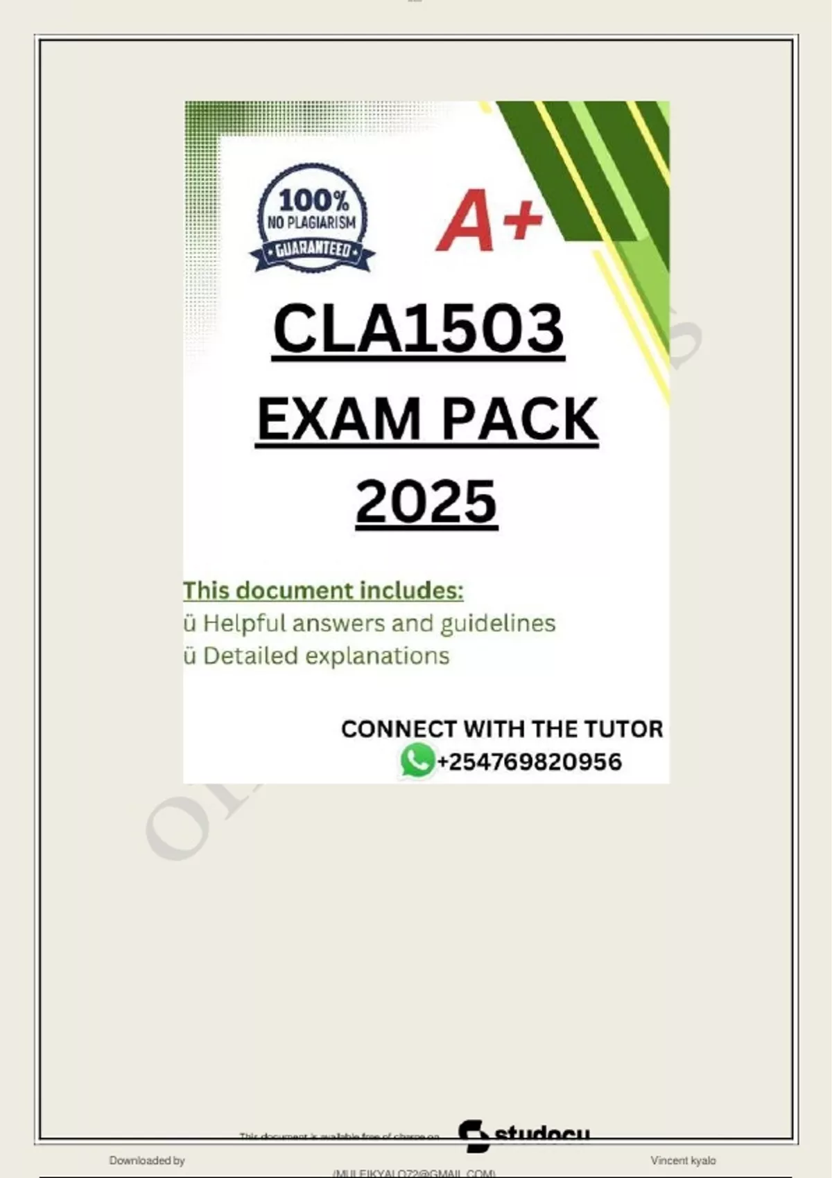 CLA1503 Commercial law exam paper 2025 - CLA1503 - Stuvia US