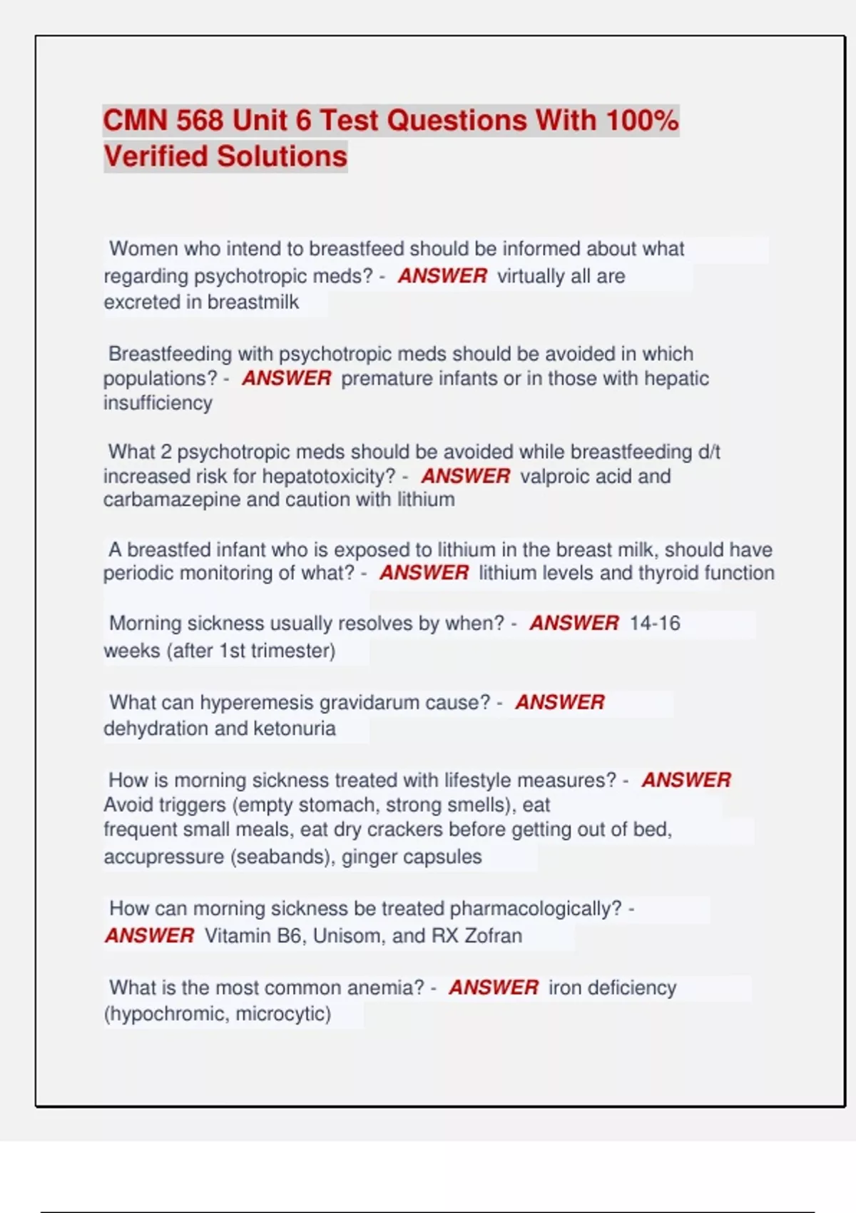 CMN 568 Unit 6 Test Questions With 100% Verified Solutions - CMN 568 ...
