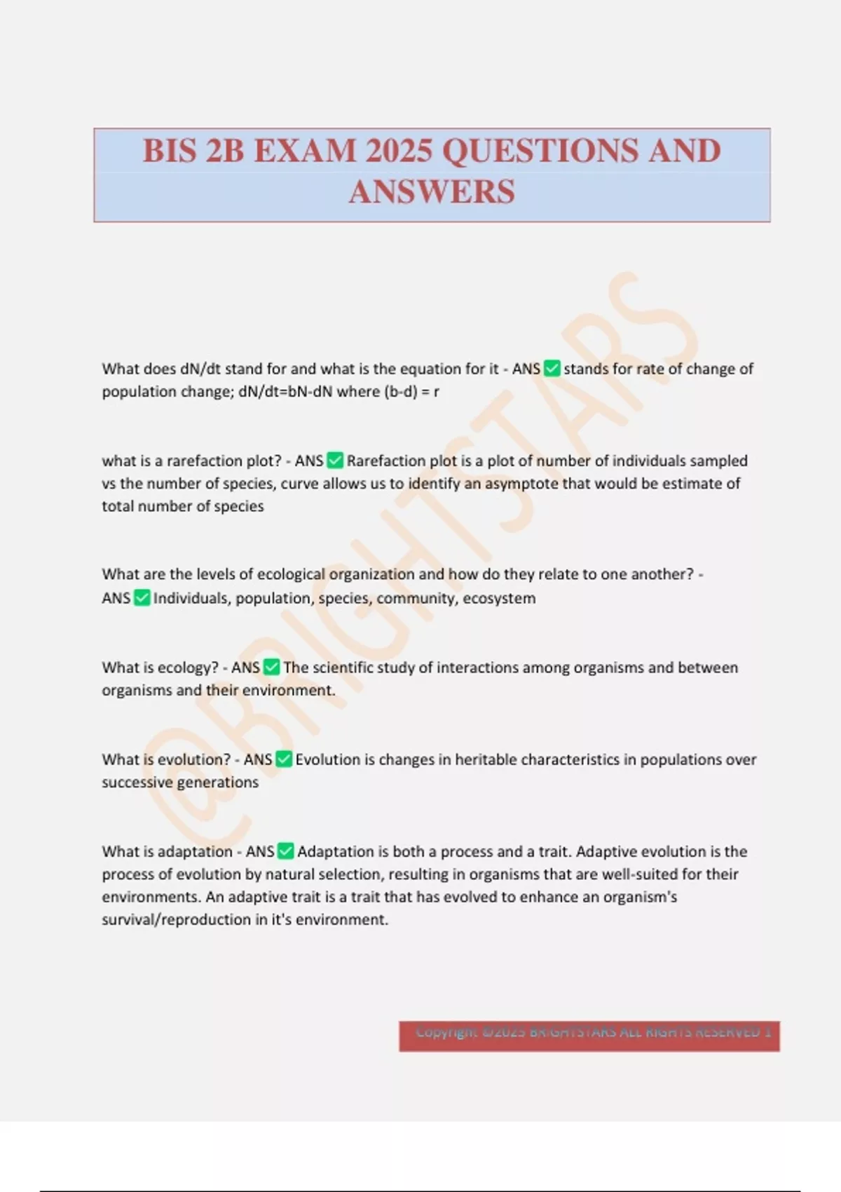BIS 2B EXAM 2025 QUESTIONS AND ANSWERS - BIS 2B - Stuvia US
