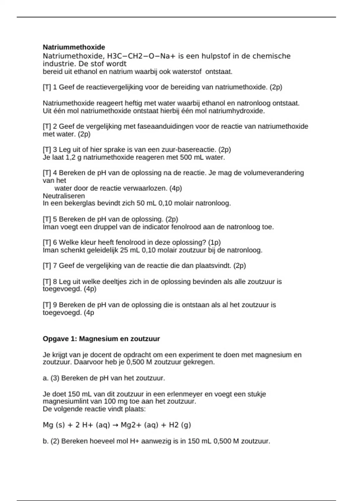 Ph berekeningen oefenen - Scheikunde - Stuvia NL
