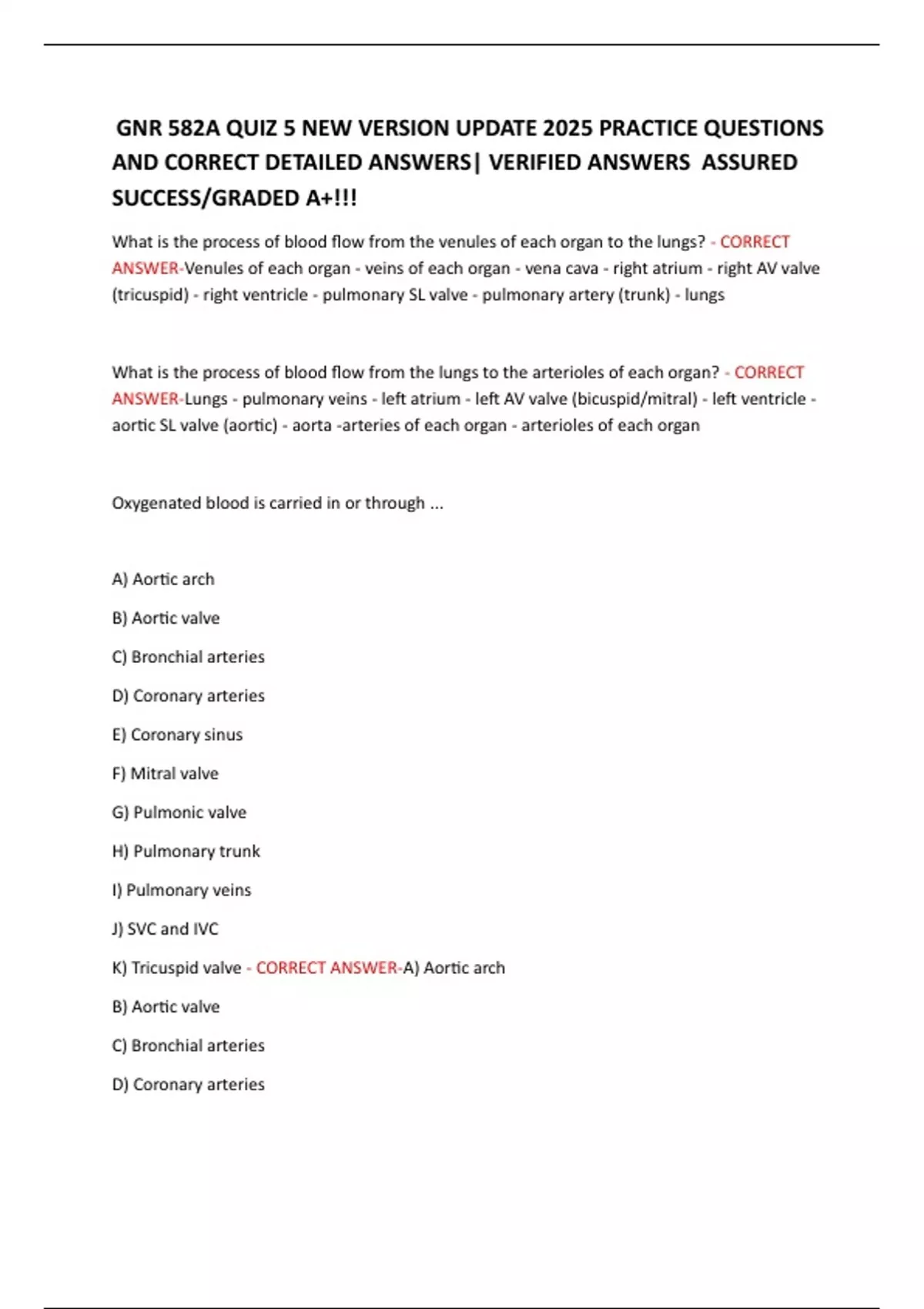 GNR 582A QUIZ 5 NEW VERSION UPDATE 2025 PRACTICE QUESTIONS AND CORRECT DETAILED ANSWERS ...