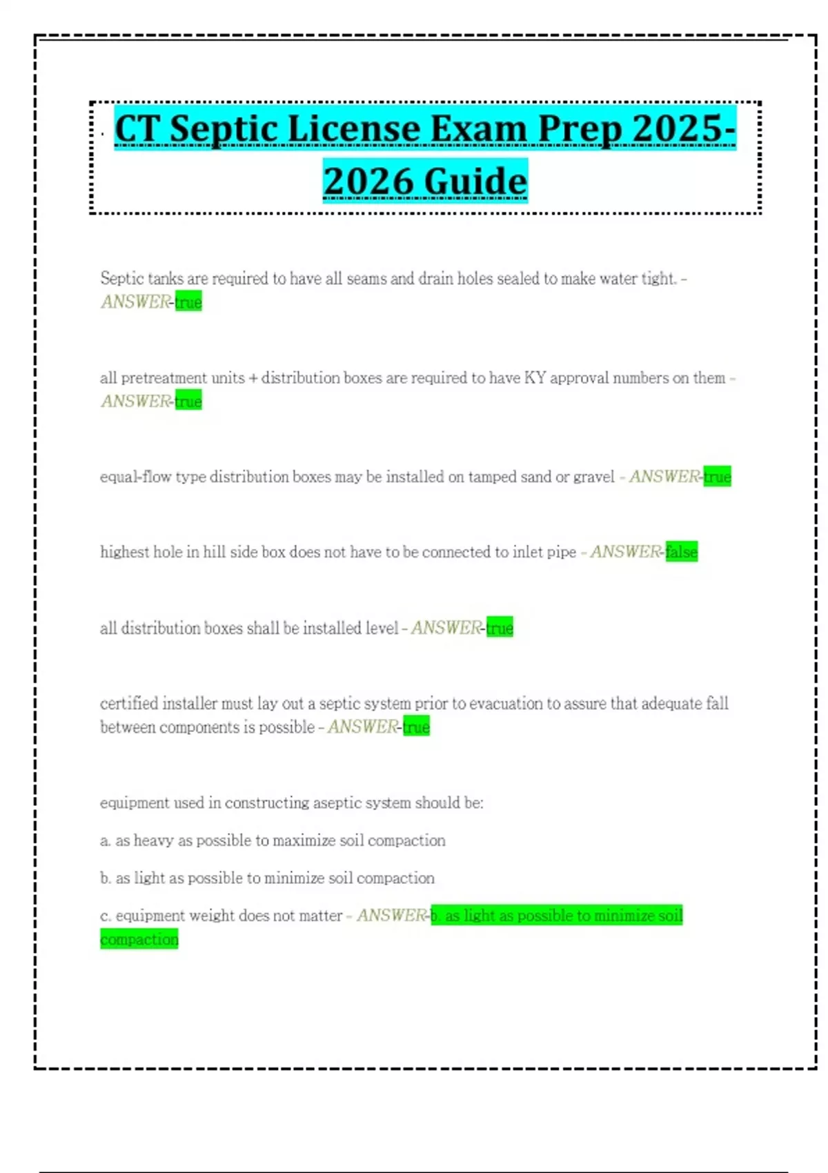 CT Septic License Exam Prep Guide - Environmental and Occupational ...